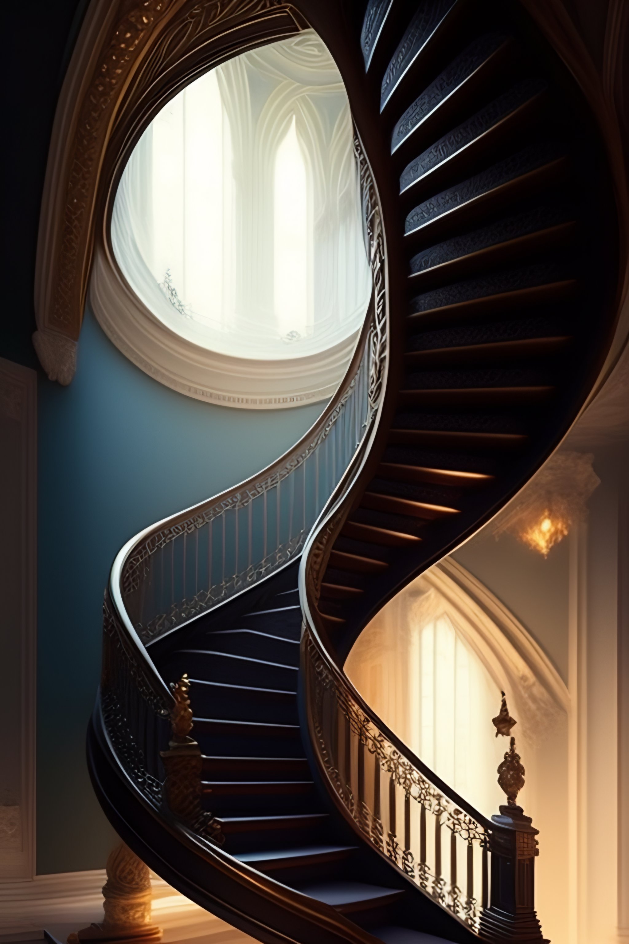 Lexica - Floating spiral stair steps leading upwards to a magical realm ...