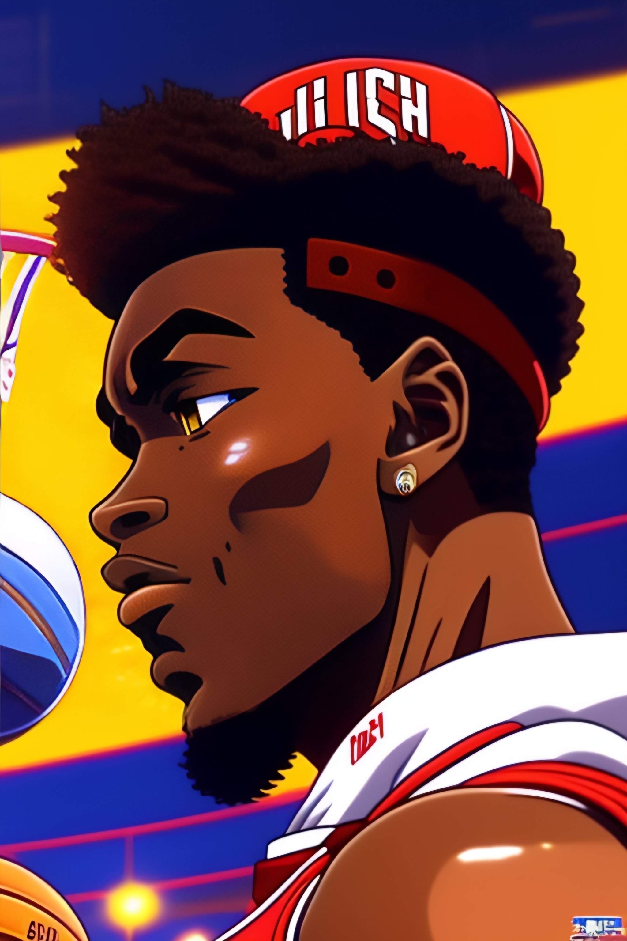 Lexica - Vintage 90's anime style. basketball man making a dunk like a ...