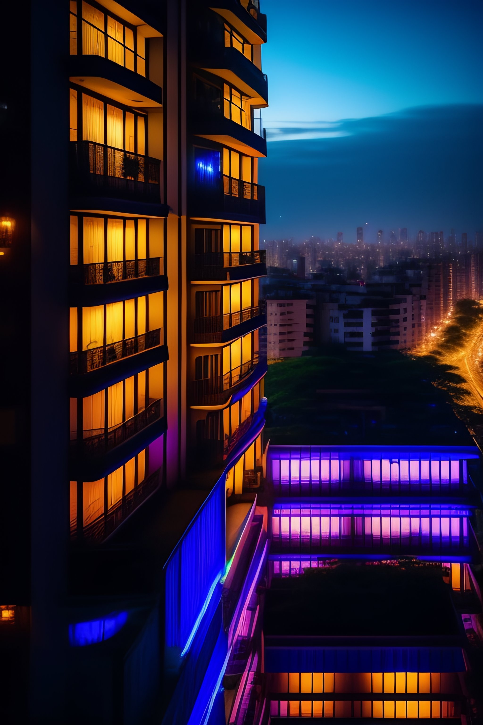 Lexica - Beautiful overhead sight of a Lower Parel during a real night ...