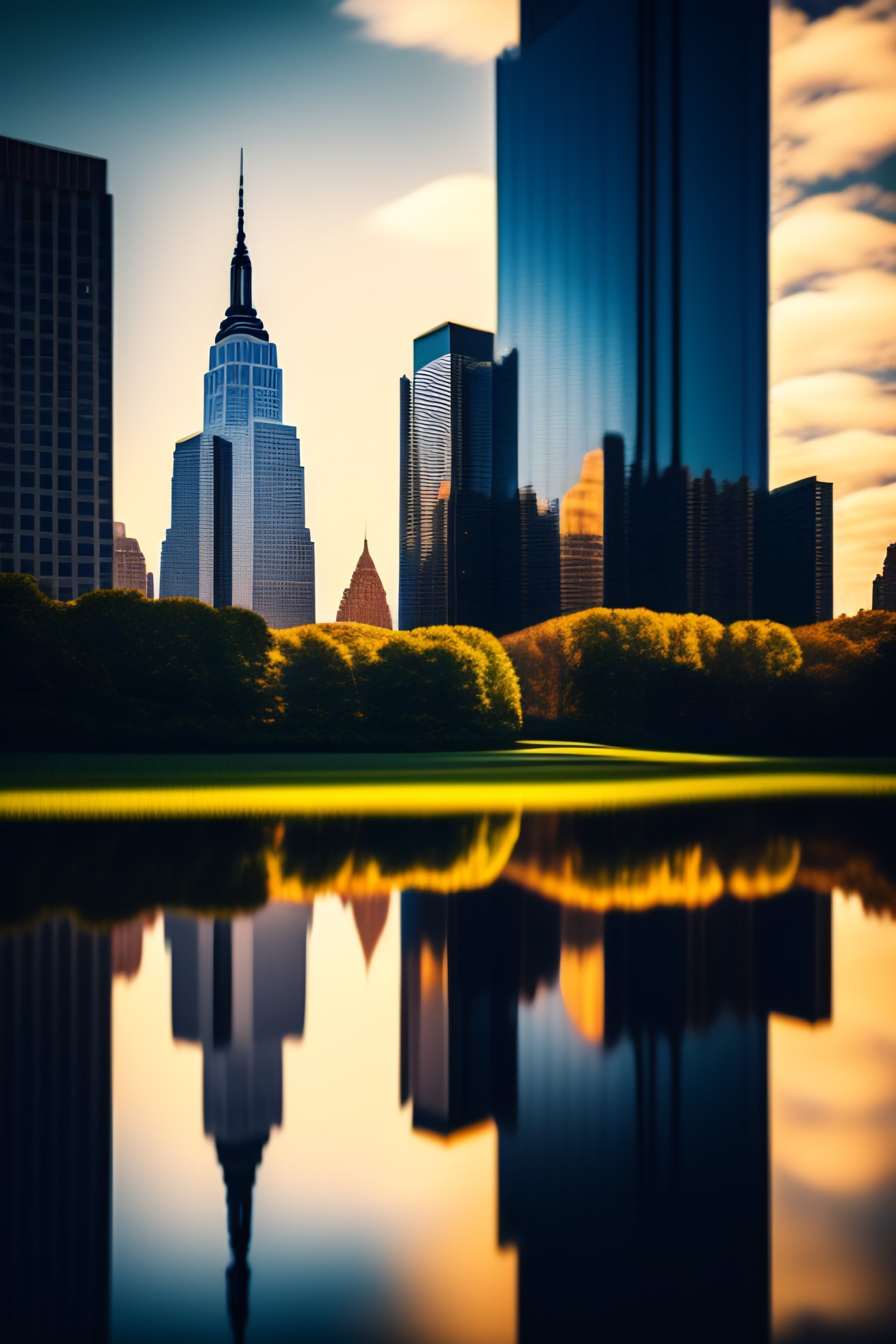 Lexica - New york with high buildings. in the center of city a tree ...