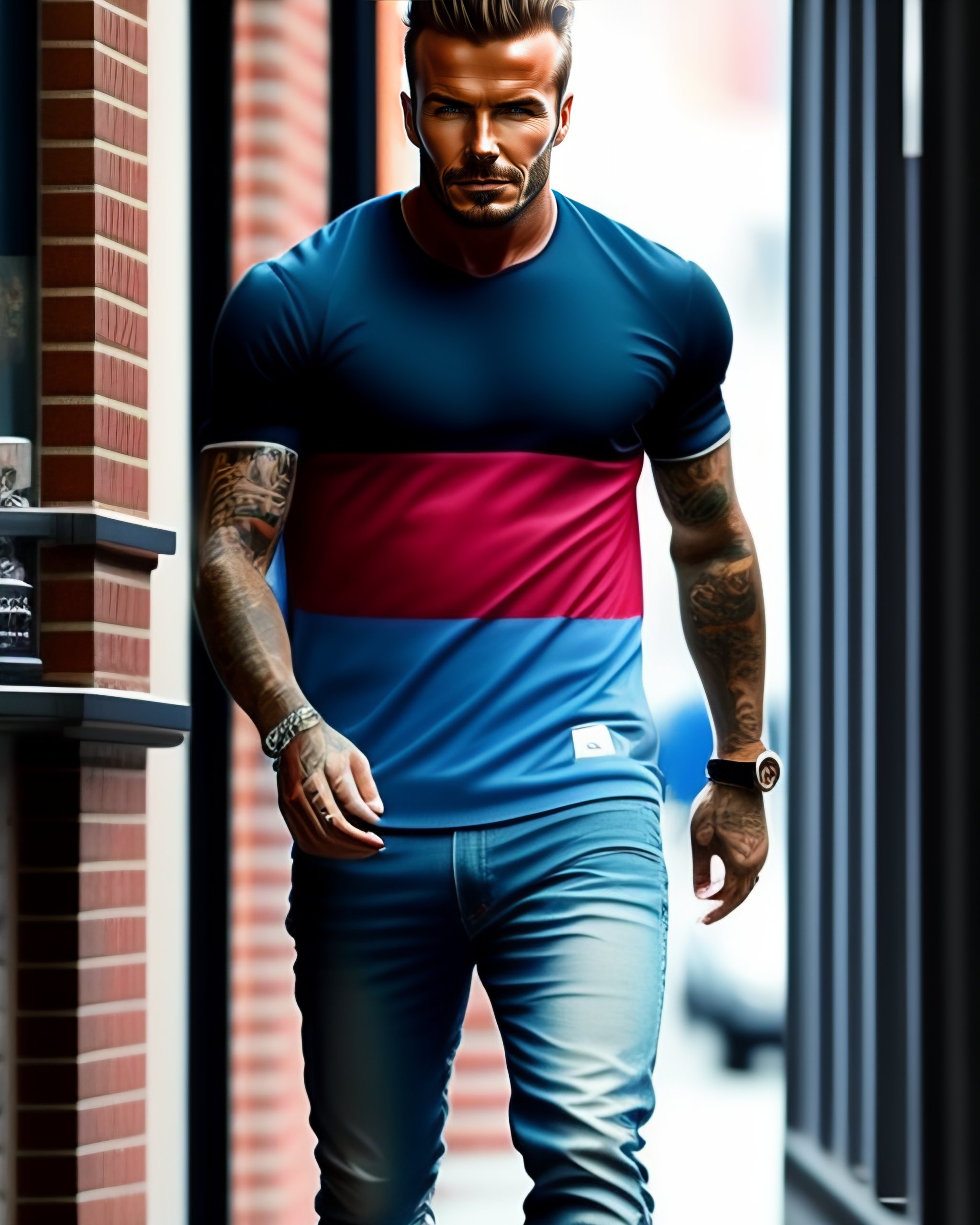 Lexica - David Beckham, attractive, cute, jeans and a designer tee, HD