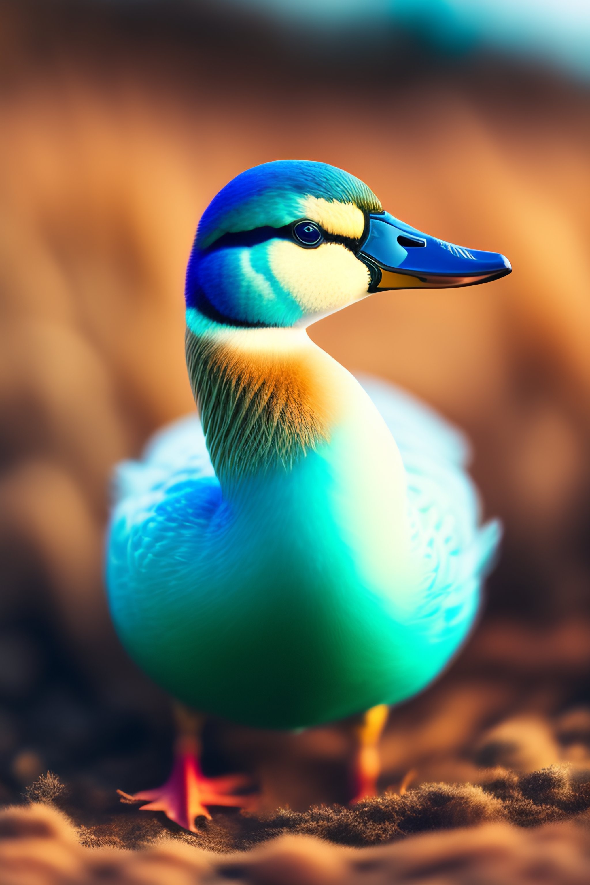 Lexica - Beautiful sky blue color duck with text