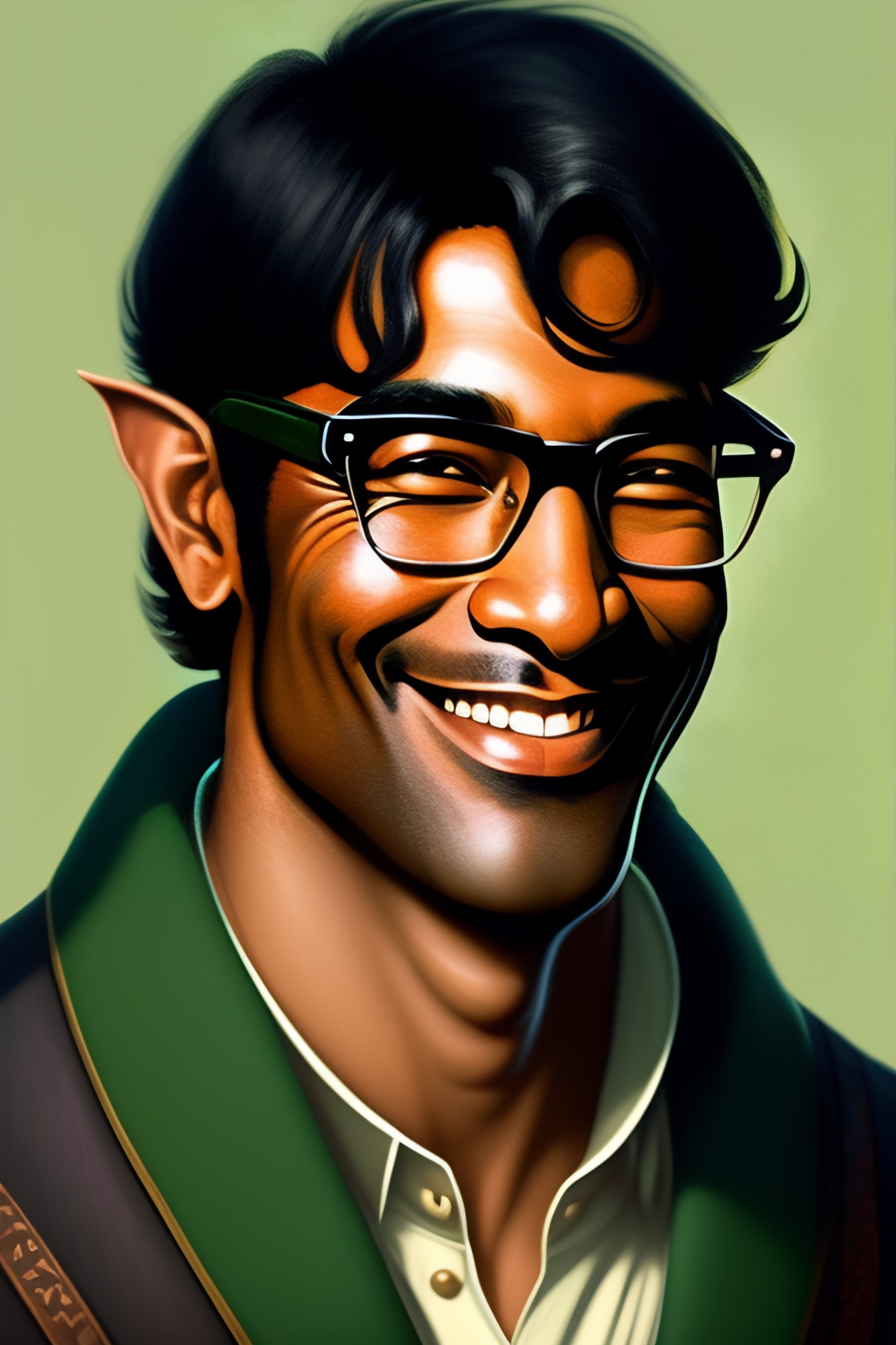 Lexica - A well-drawn friendly kind male dark-green orc with a kind ...