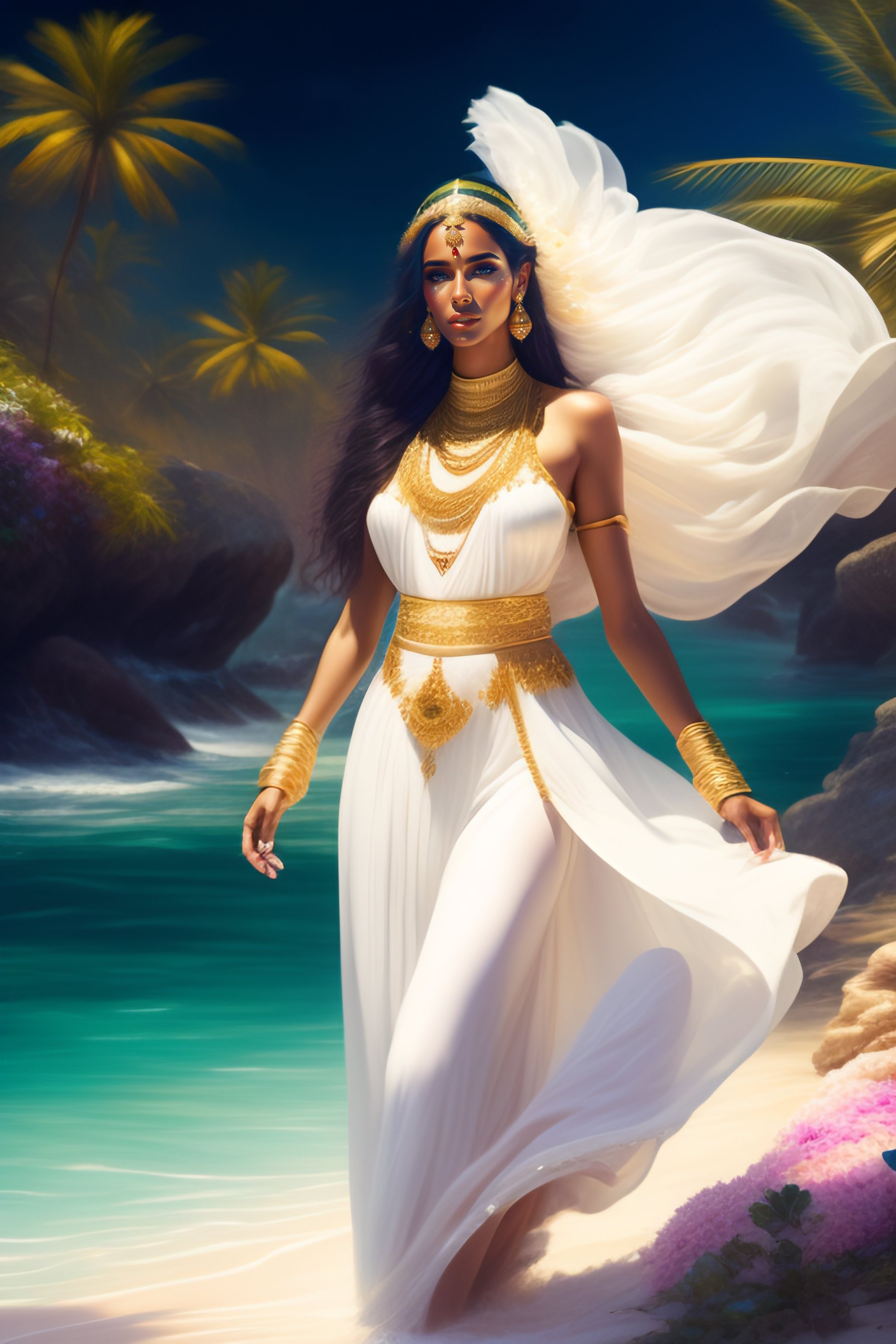 Lexica - Beautiful arabian princess wearing white clothes and gold ...