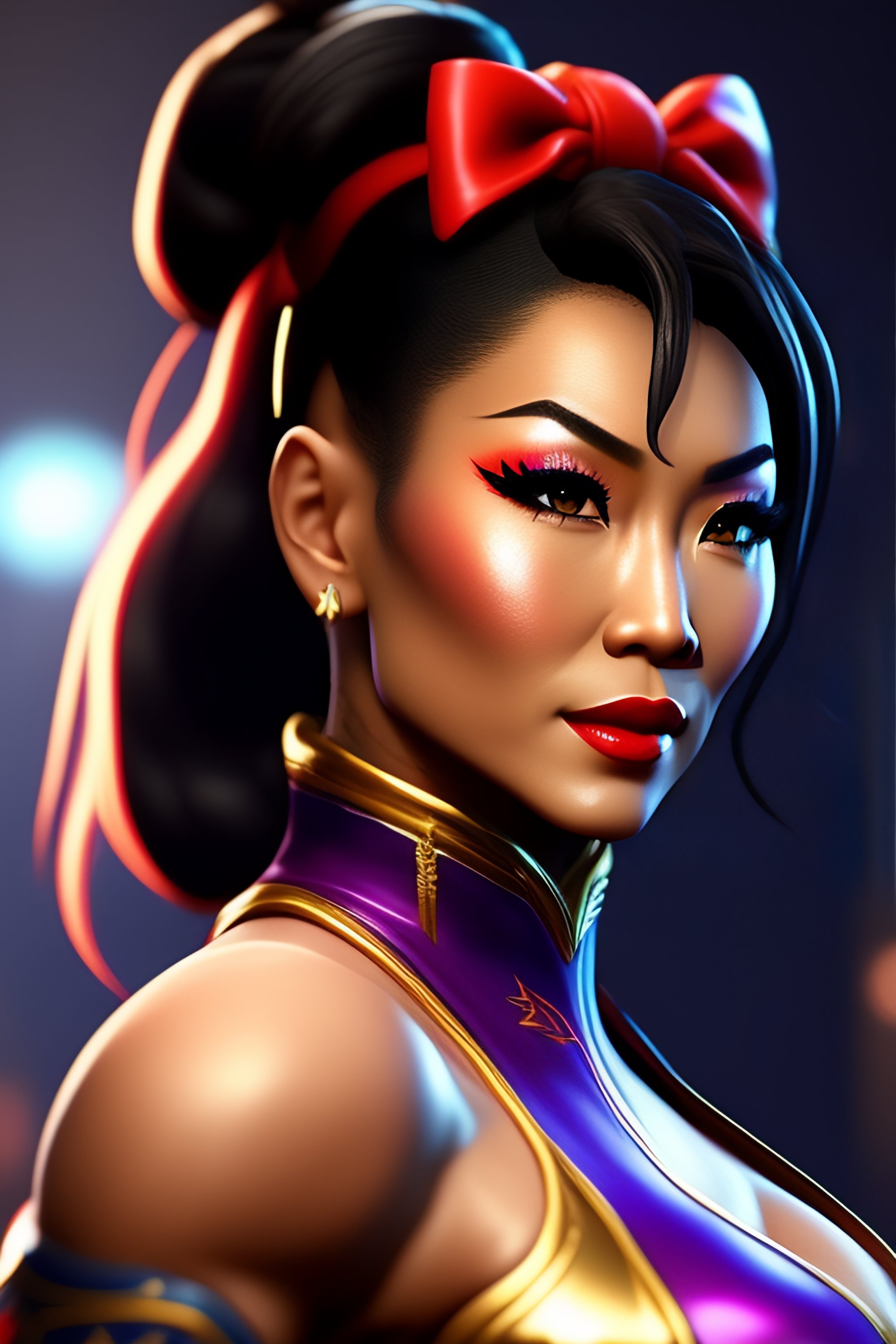 Lexica - Chun Li if she were a character in Mortal Kombat