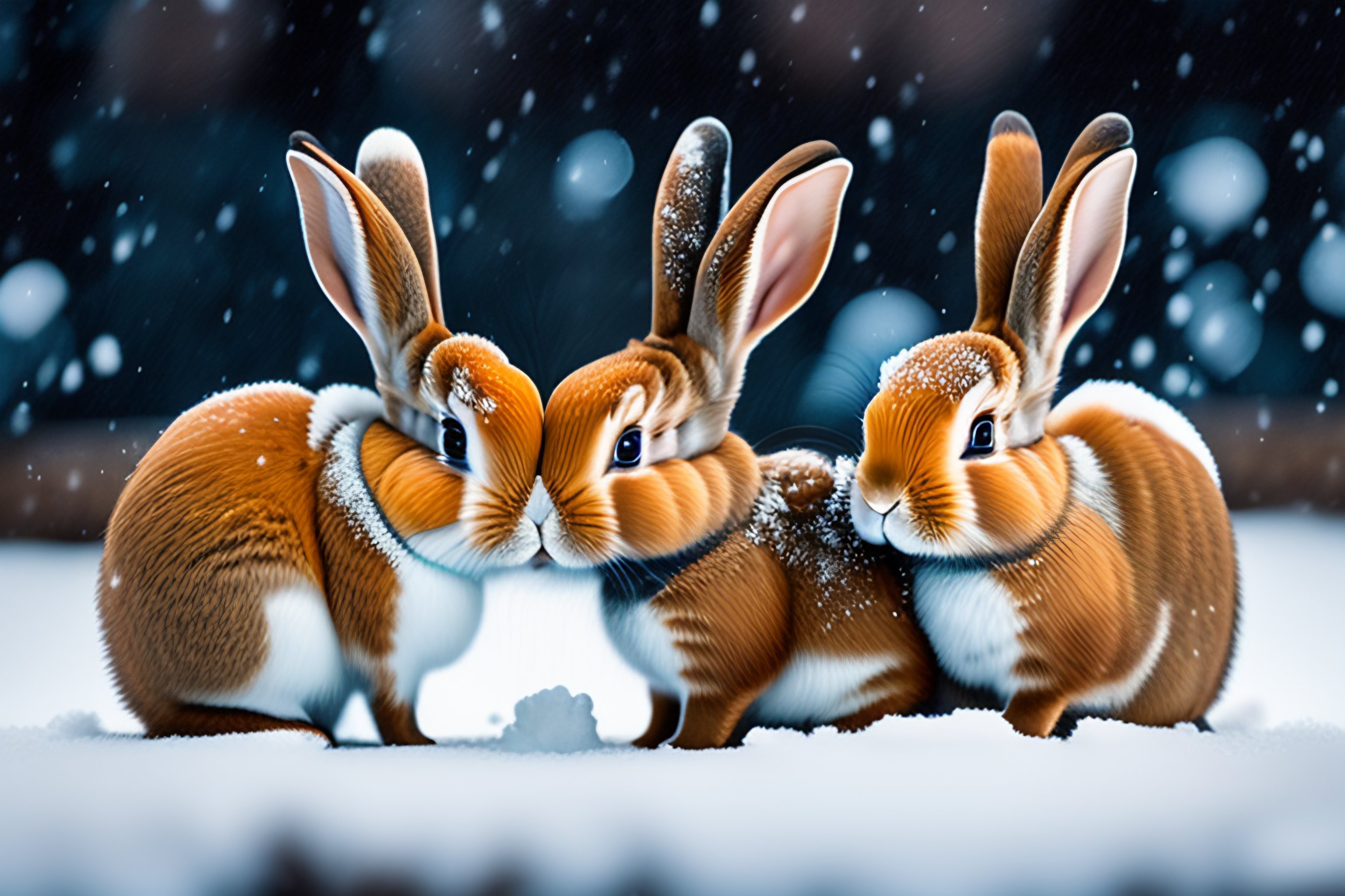 Lexica - Bunnies kissing in the snow