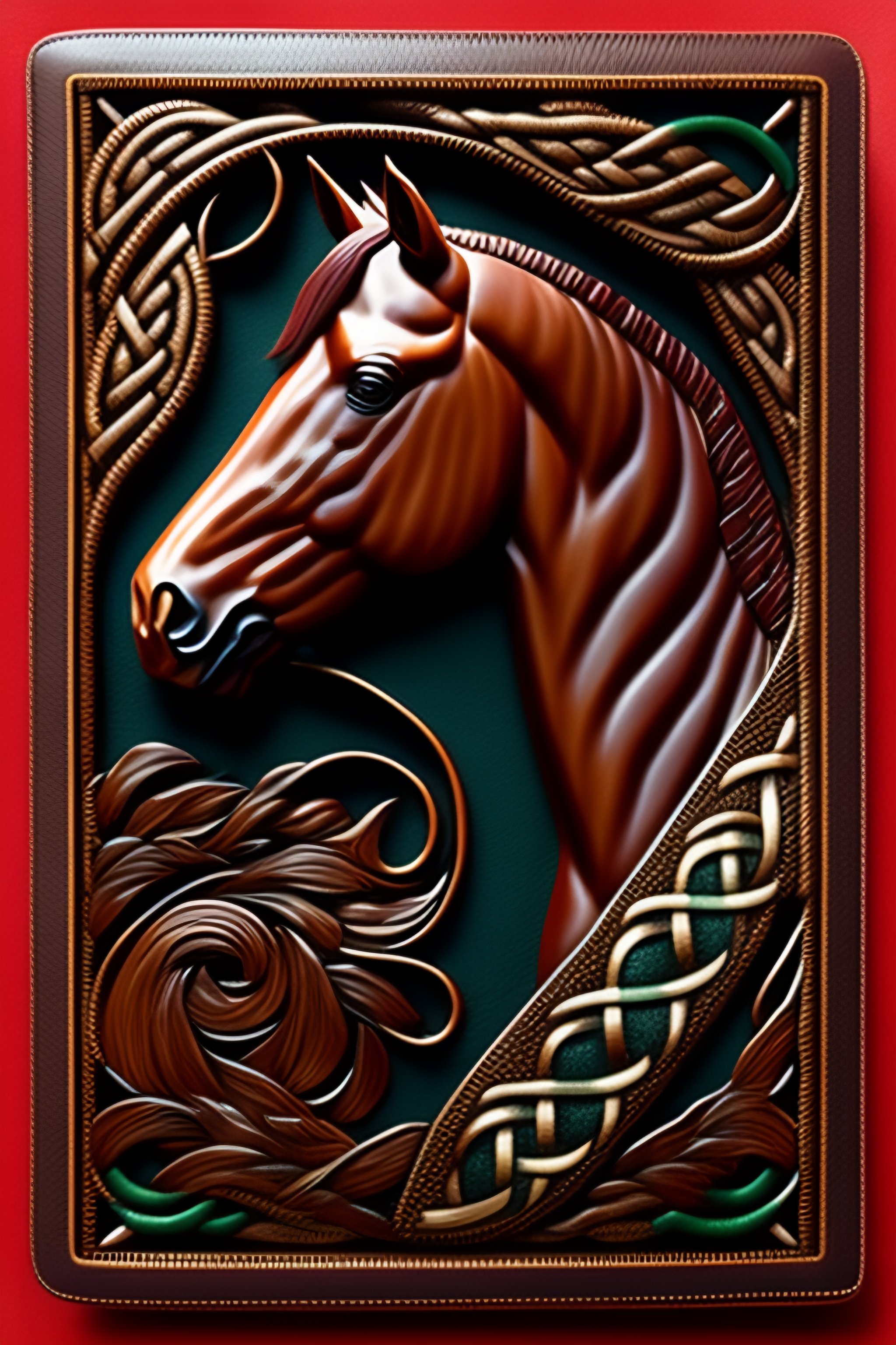 Lexica - Tree woven leather art celtic pony