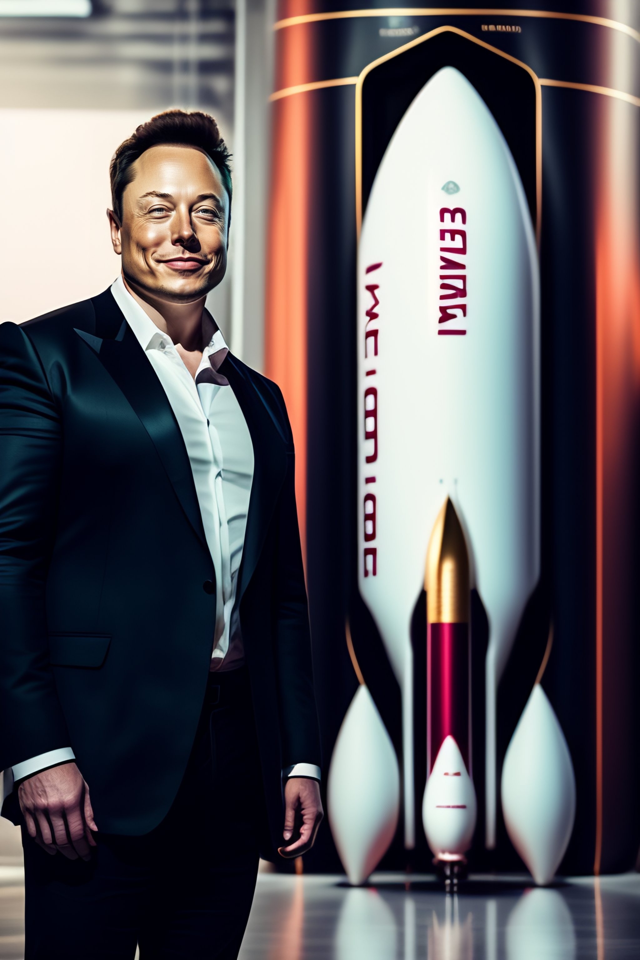 Lexica - Elon musk standing next to a rocket
