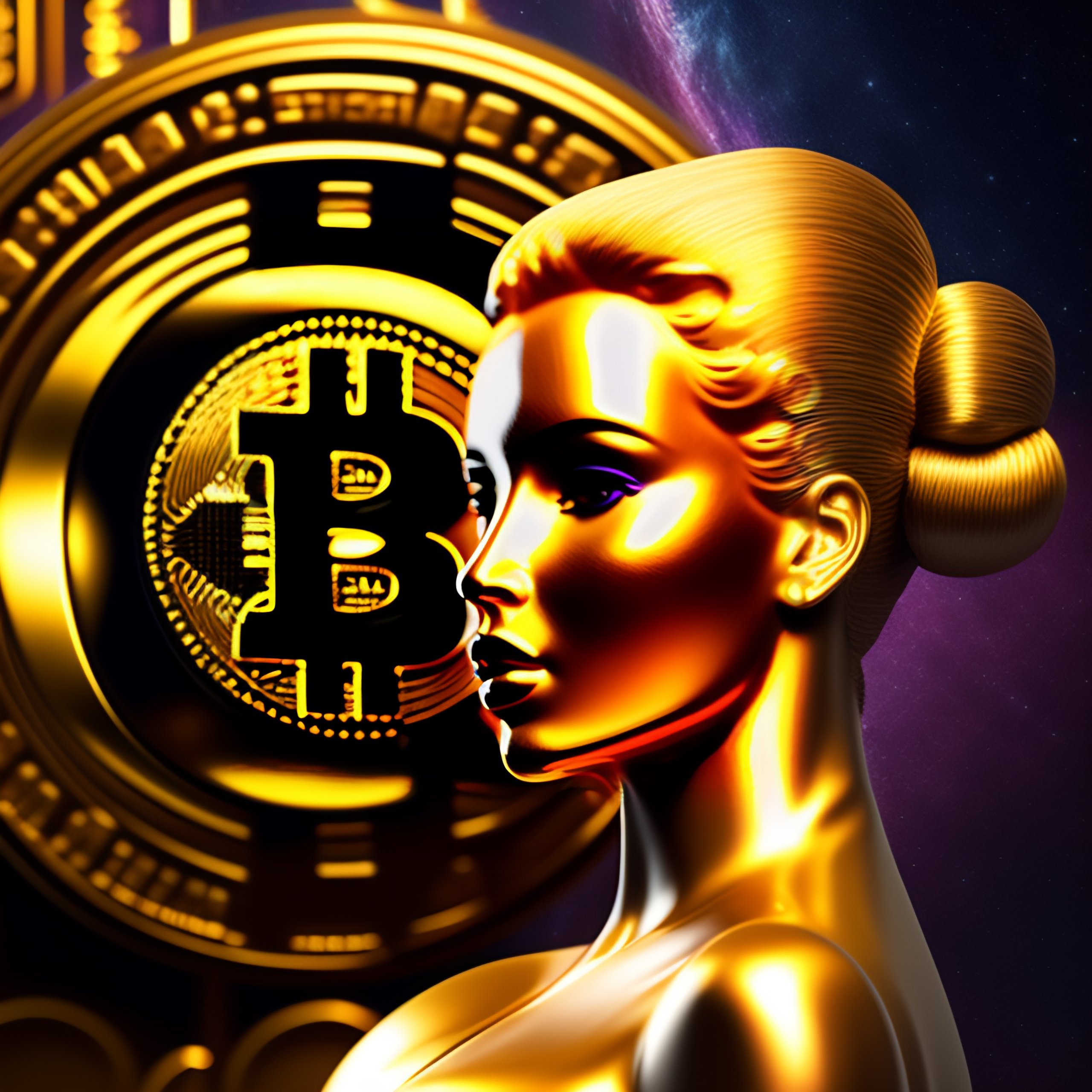 Lexica - Gold quantum nft collectible bitcoin of ai kim kardashian with ...