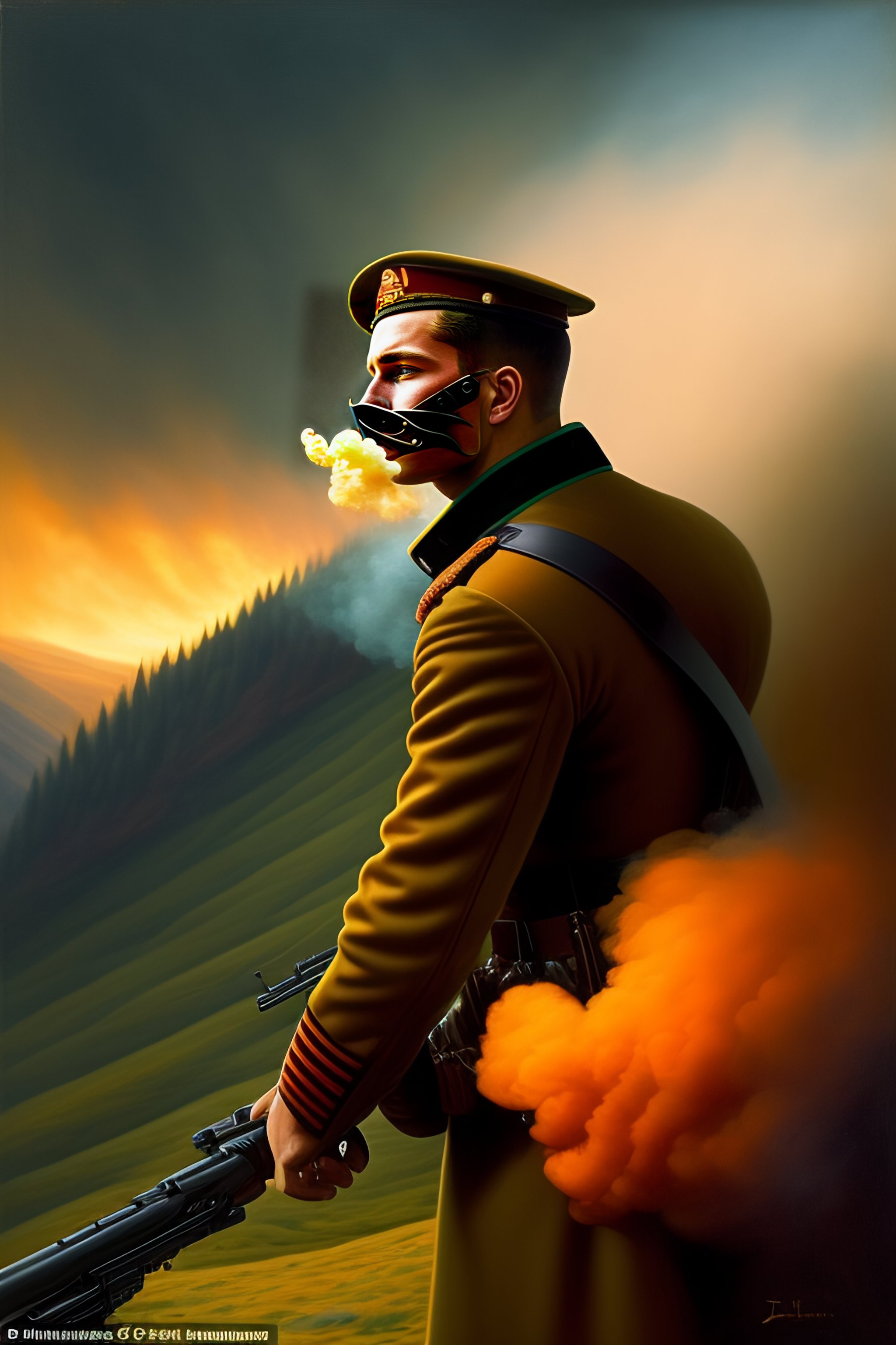 Lexica - The young soldier's face is a twisted mask of agony and horror ...