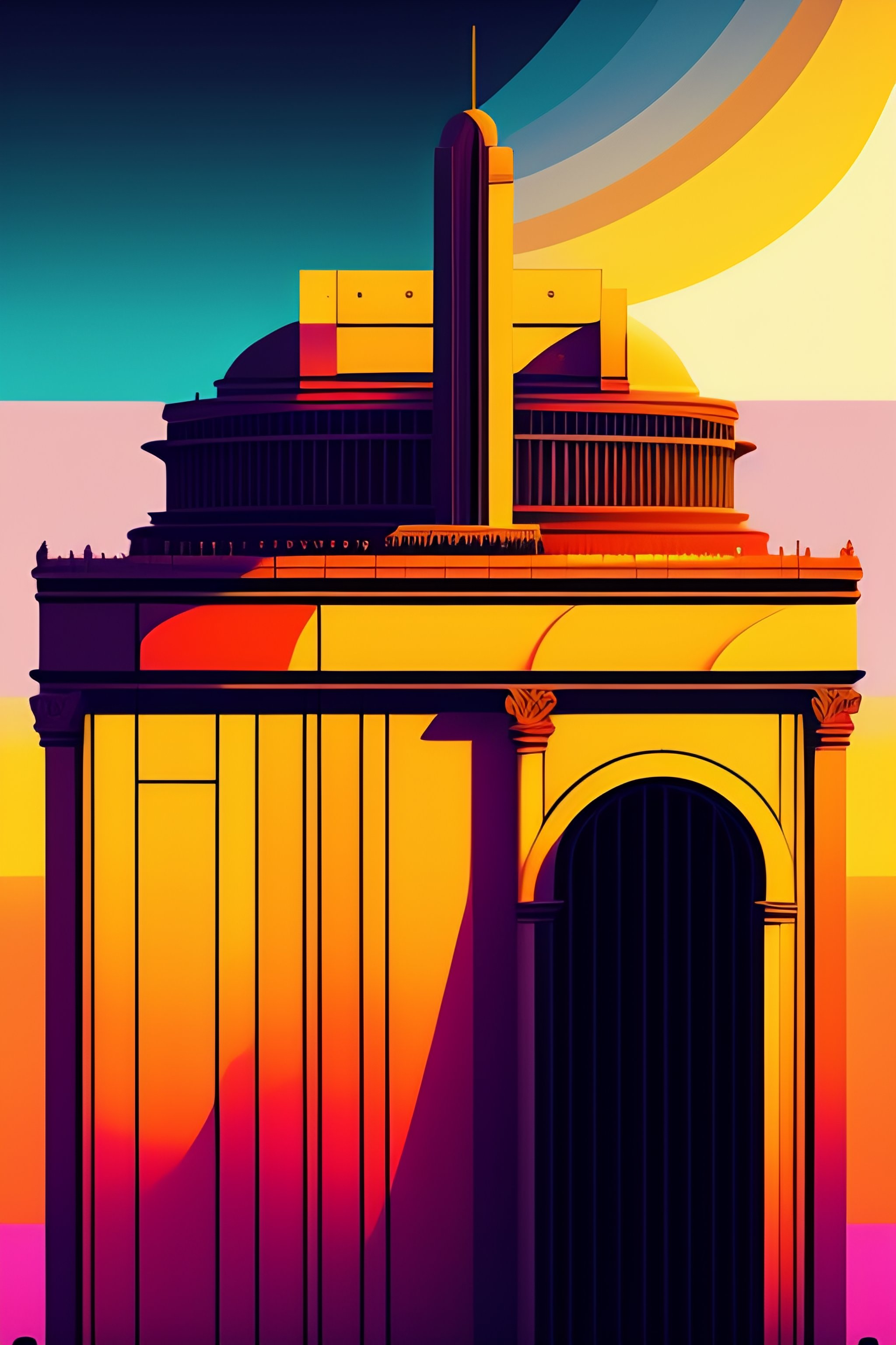 Lexica - Rome cyberpunk coliseum matte lo-fi illustration mondrian ...