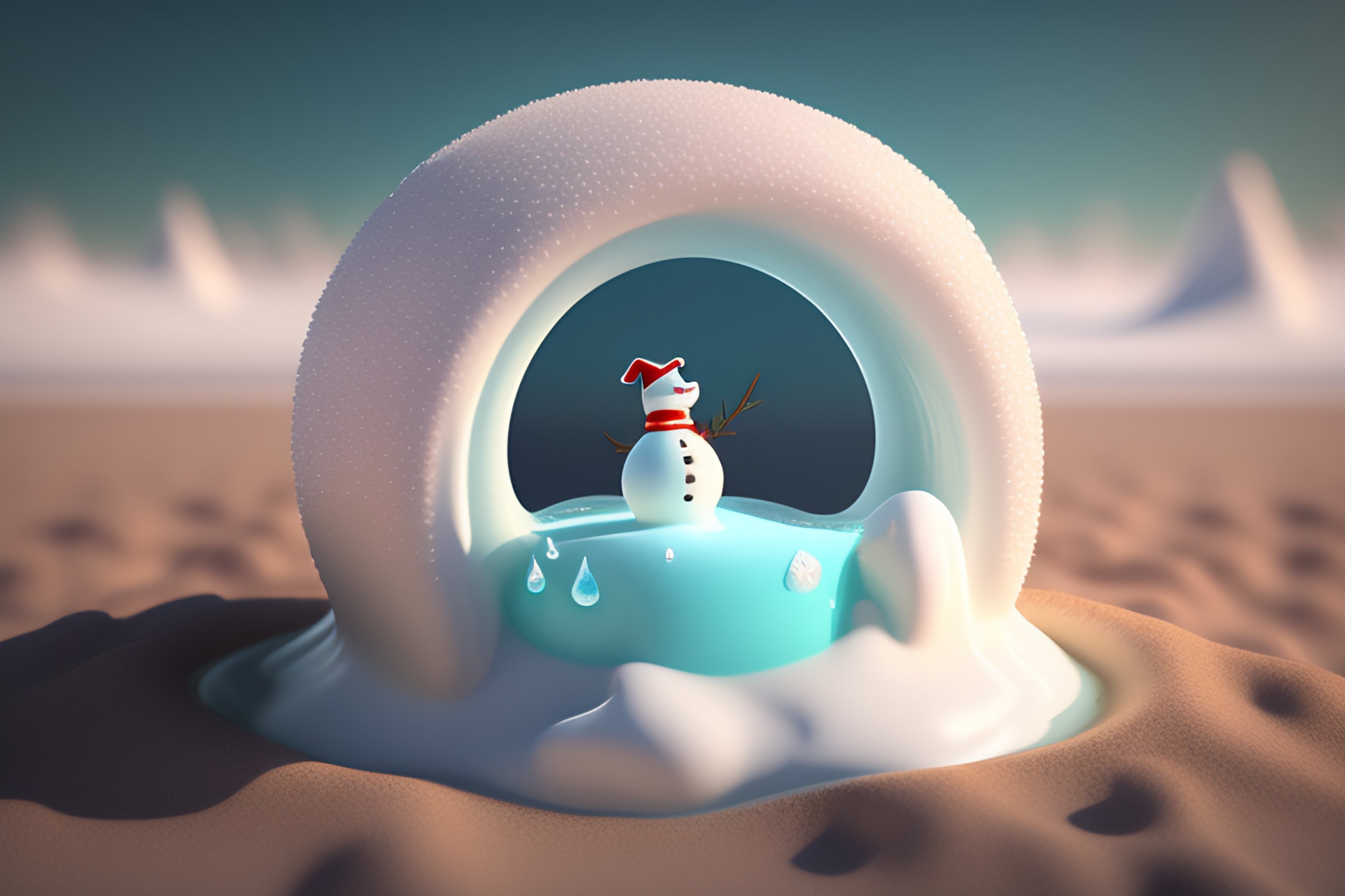 Lexica - Despair, sad, frowning sad melting snowman under the sun ...