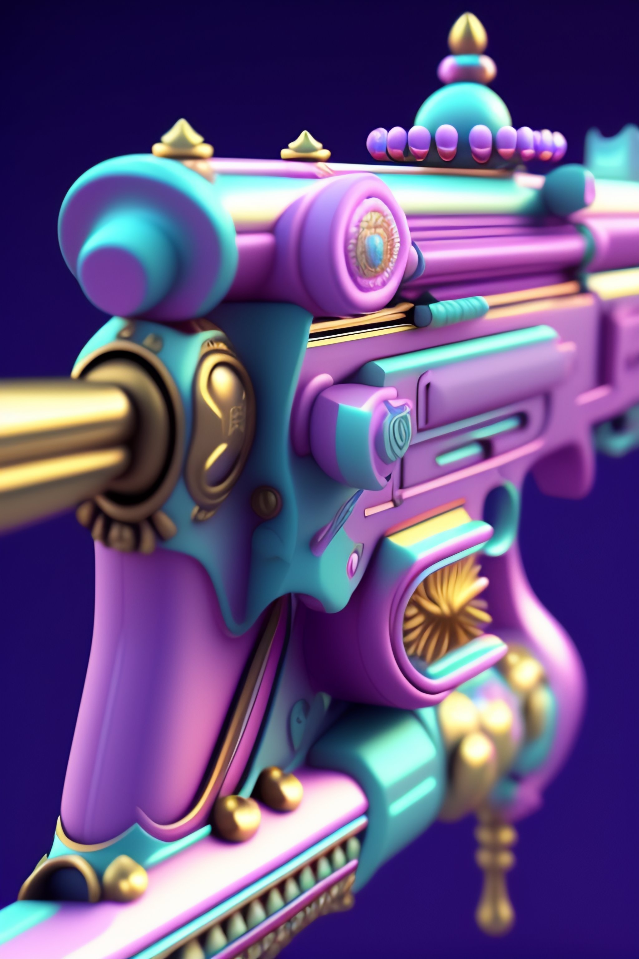 Lexica - Cute pastel rifle design with frills and beads