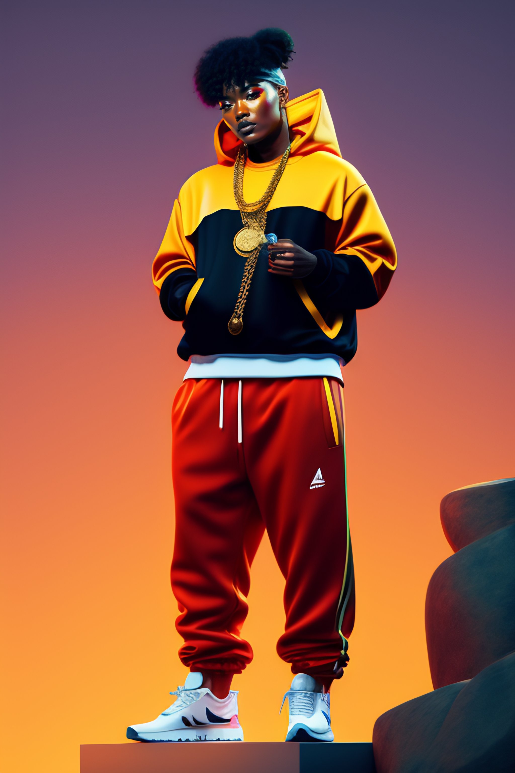 Lexica - Panda bear with sweatshirt, wide pants, singing with a ...