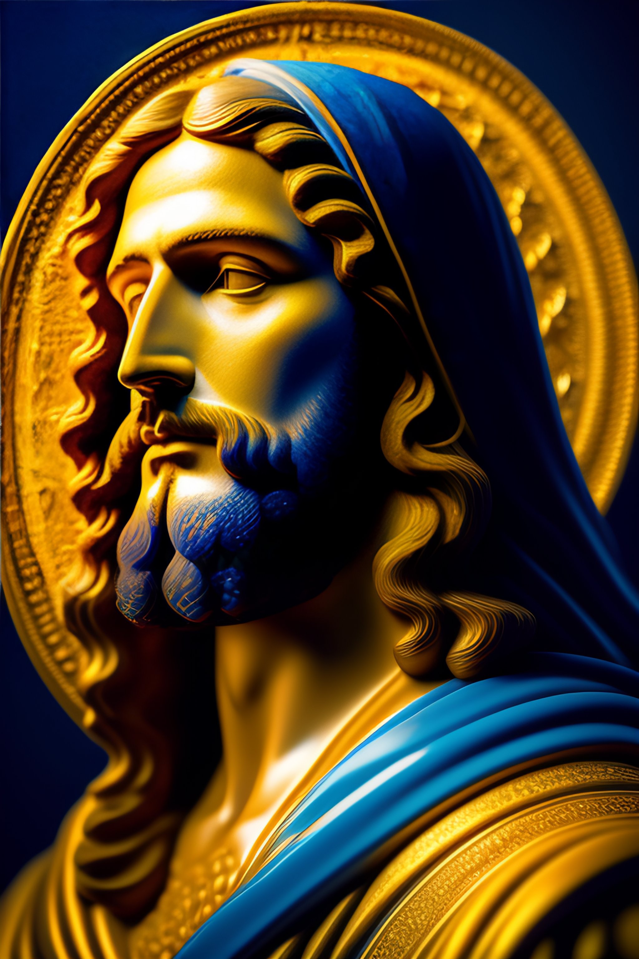 Lexica - A portrait of Jesus blue and yellow manl, highly detailed ...