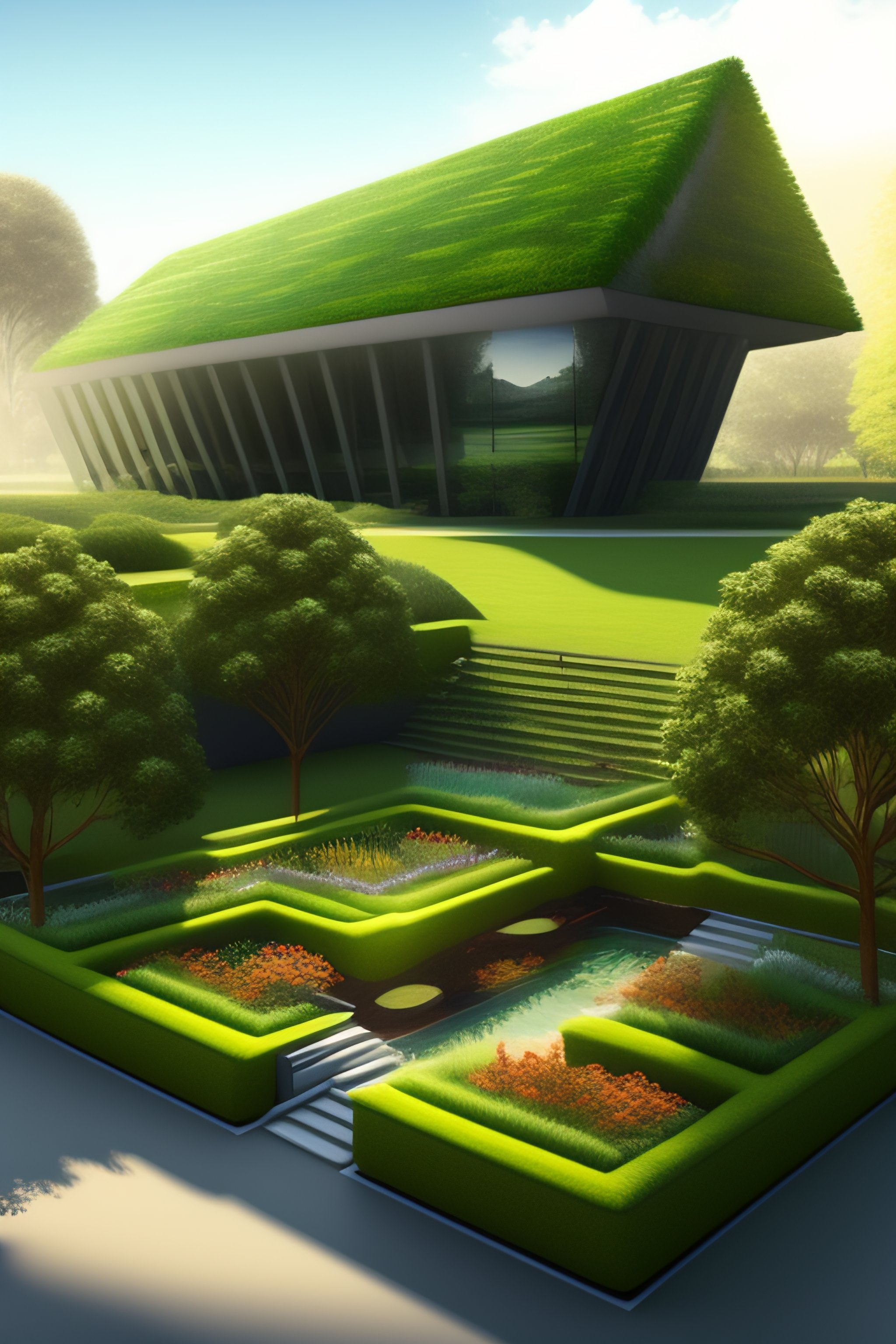 Lexica - Draw a museum module with vegetation