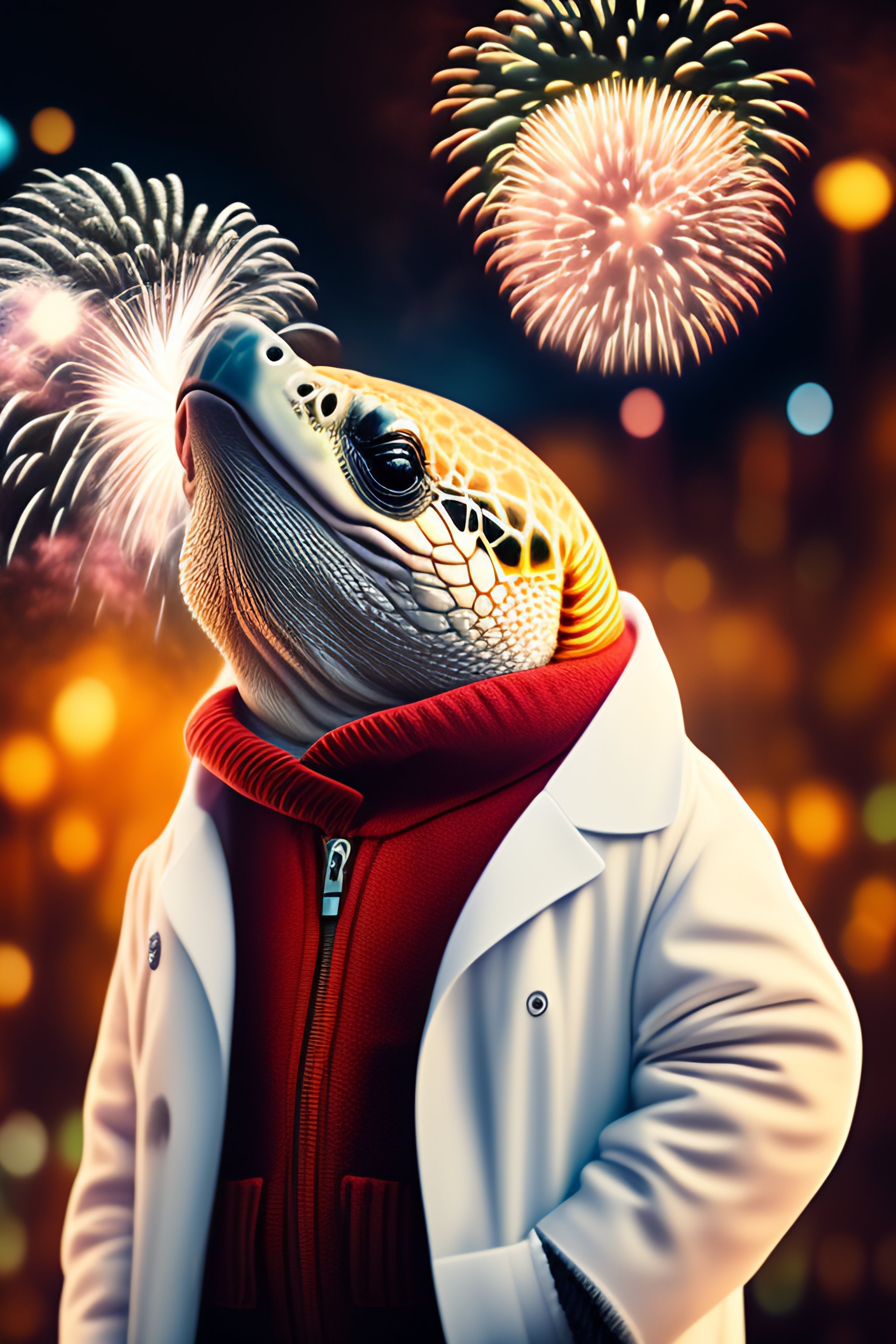 Lexica - Turtle, with a white coat and a stethoscope around his neck ...
