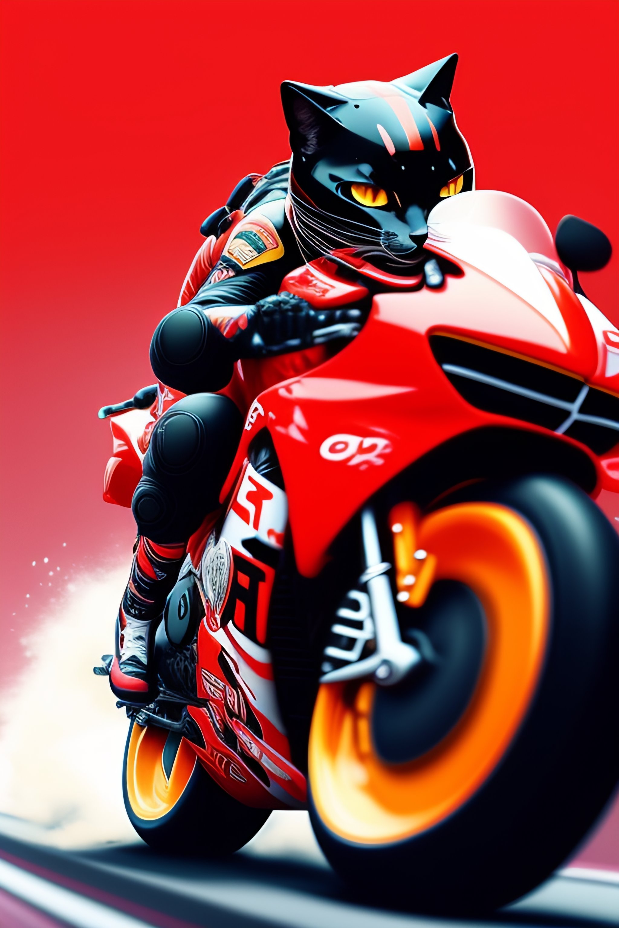 Lexica - Cat driving akira motorbike drifting in anime style