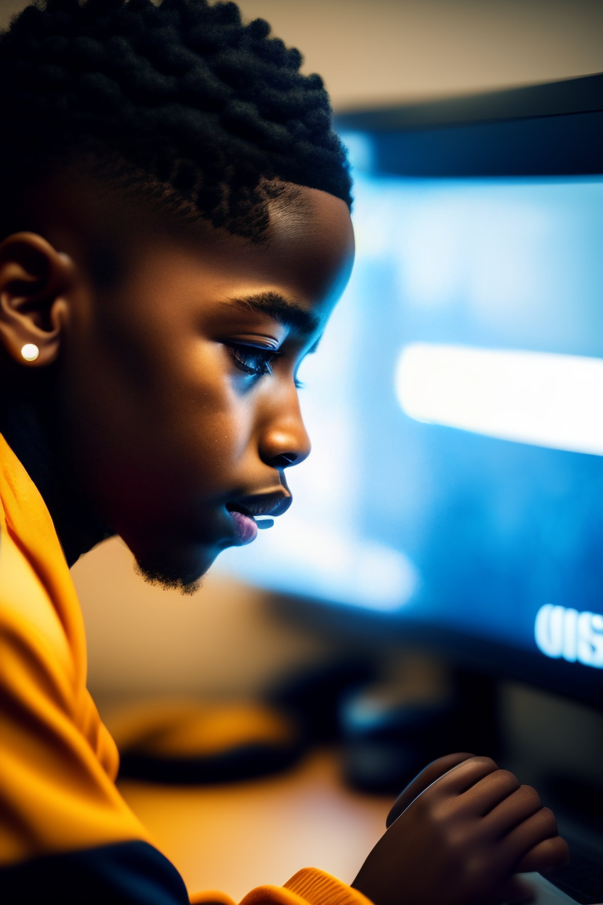 Lexica - Young black man coding in the night