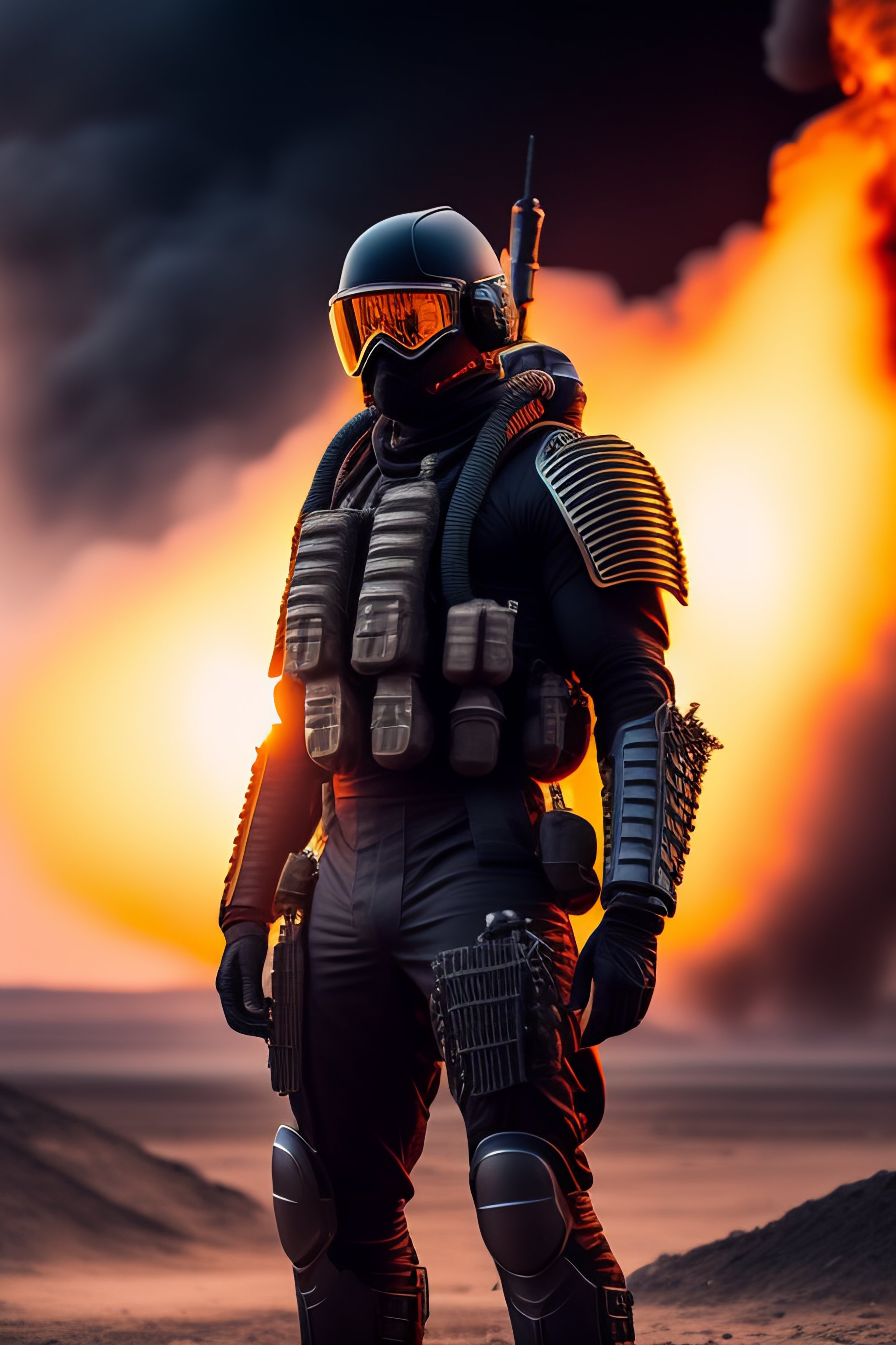 Lexica - A cyber warrior in a burnt land, extremely highly detailed ...