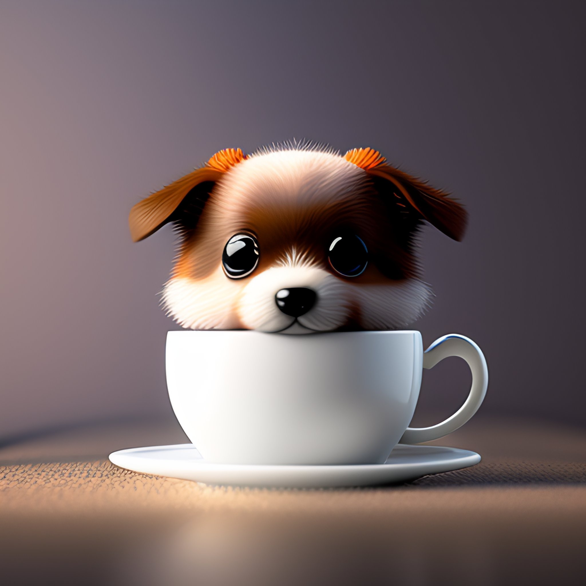 Lexica - A super cute teacup dog, showing his head, smiling happily ...