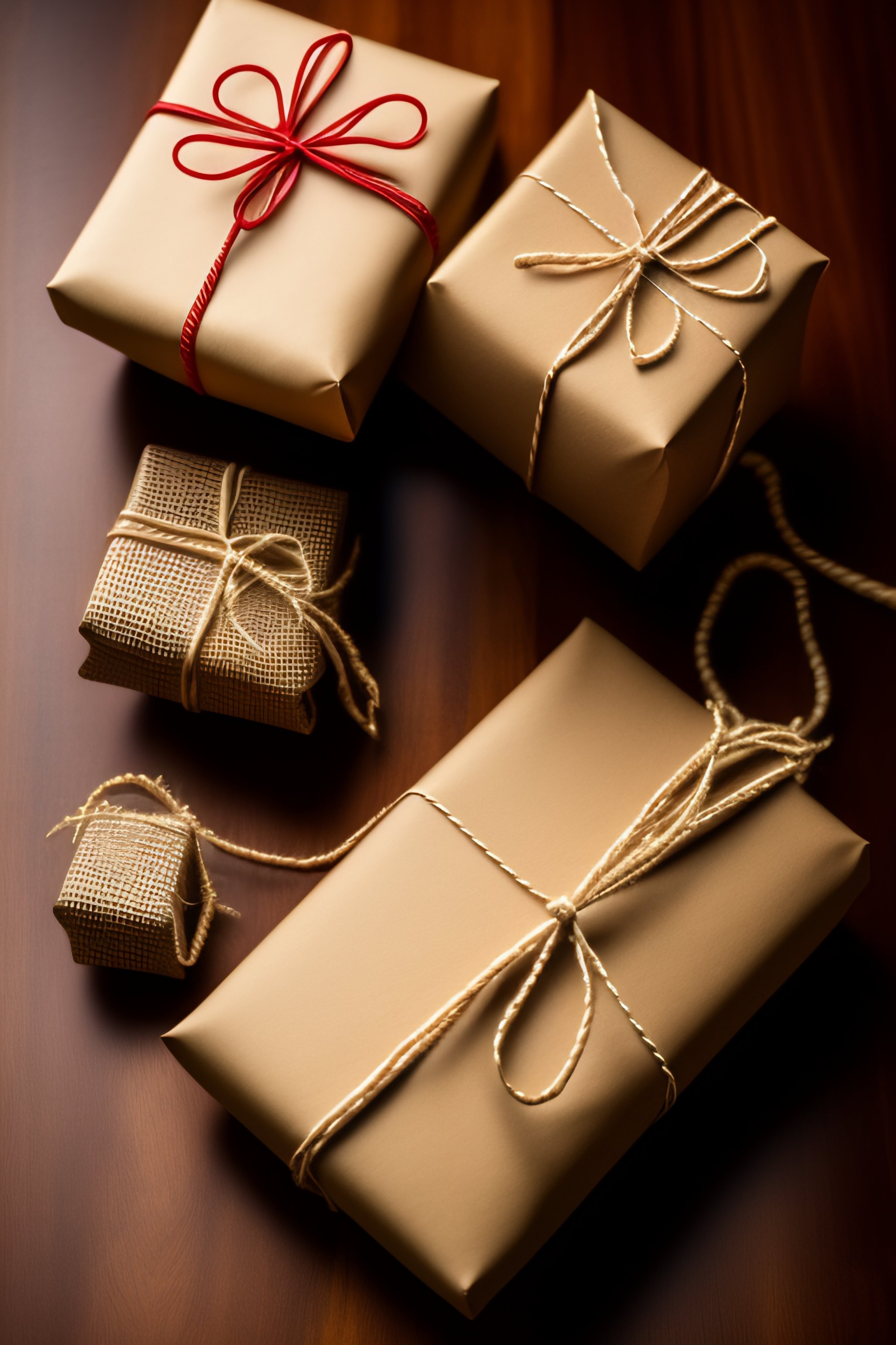 Lexica - Brown paper packages tied with string gift tag with glasses