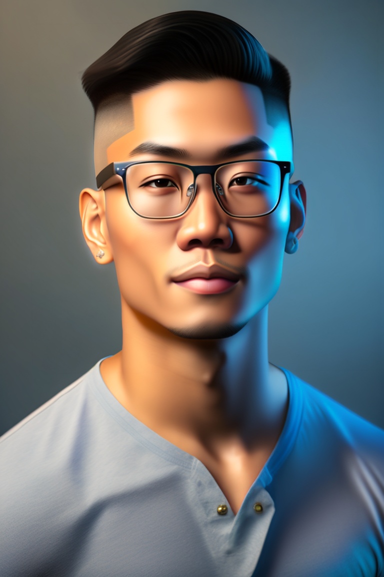 Lexica - Pinoy American with mid clean, cut hair and glasses , wearing ...