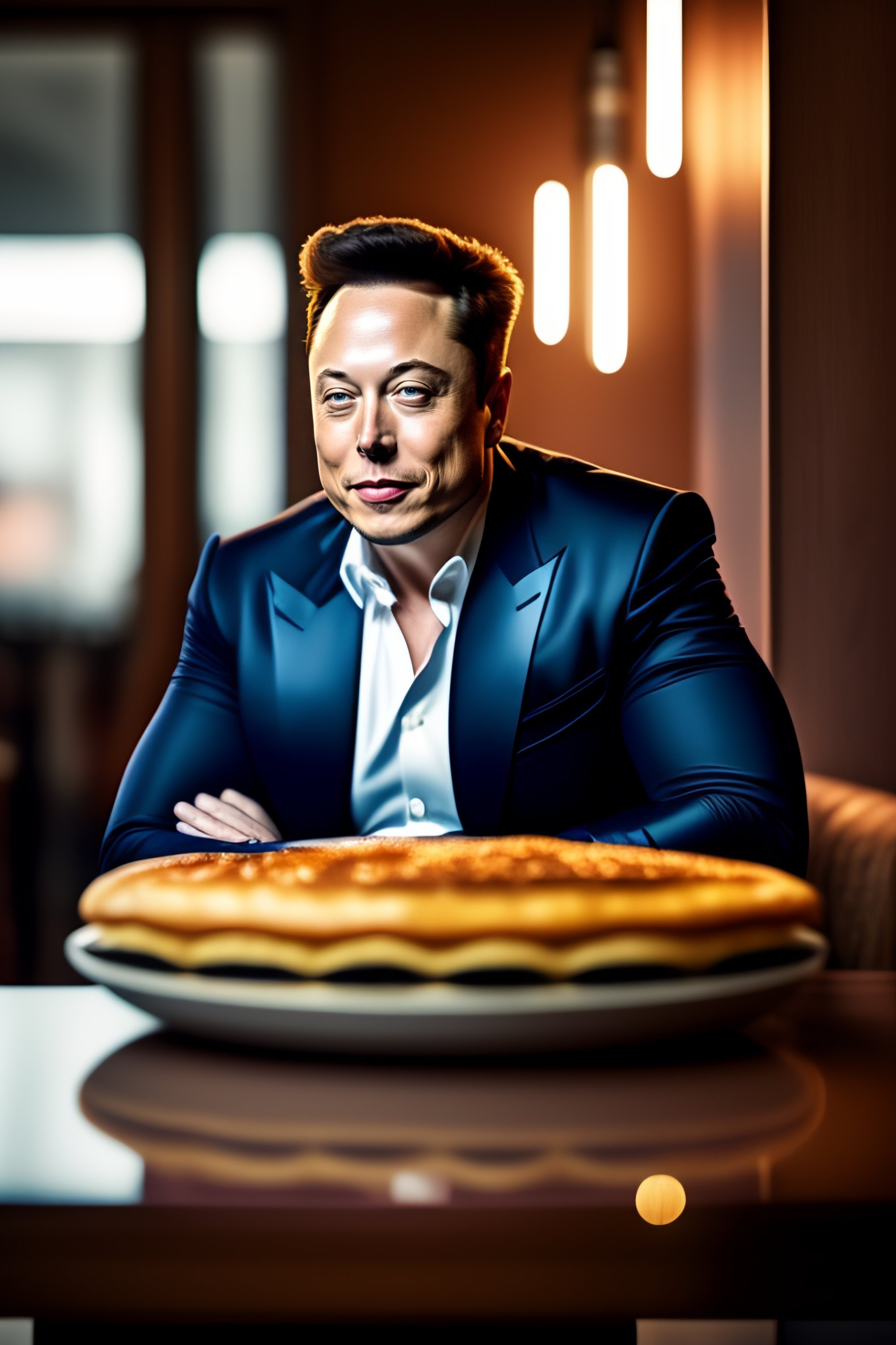 Lexica - A photo of elon musk sitting on a table