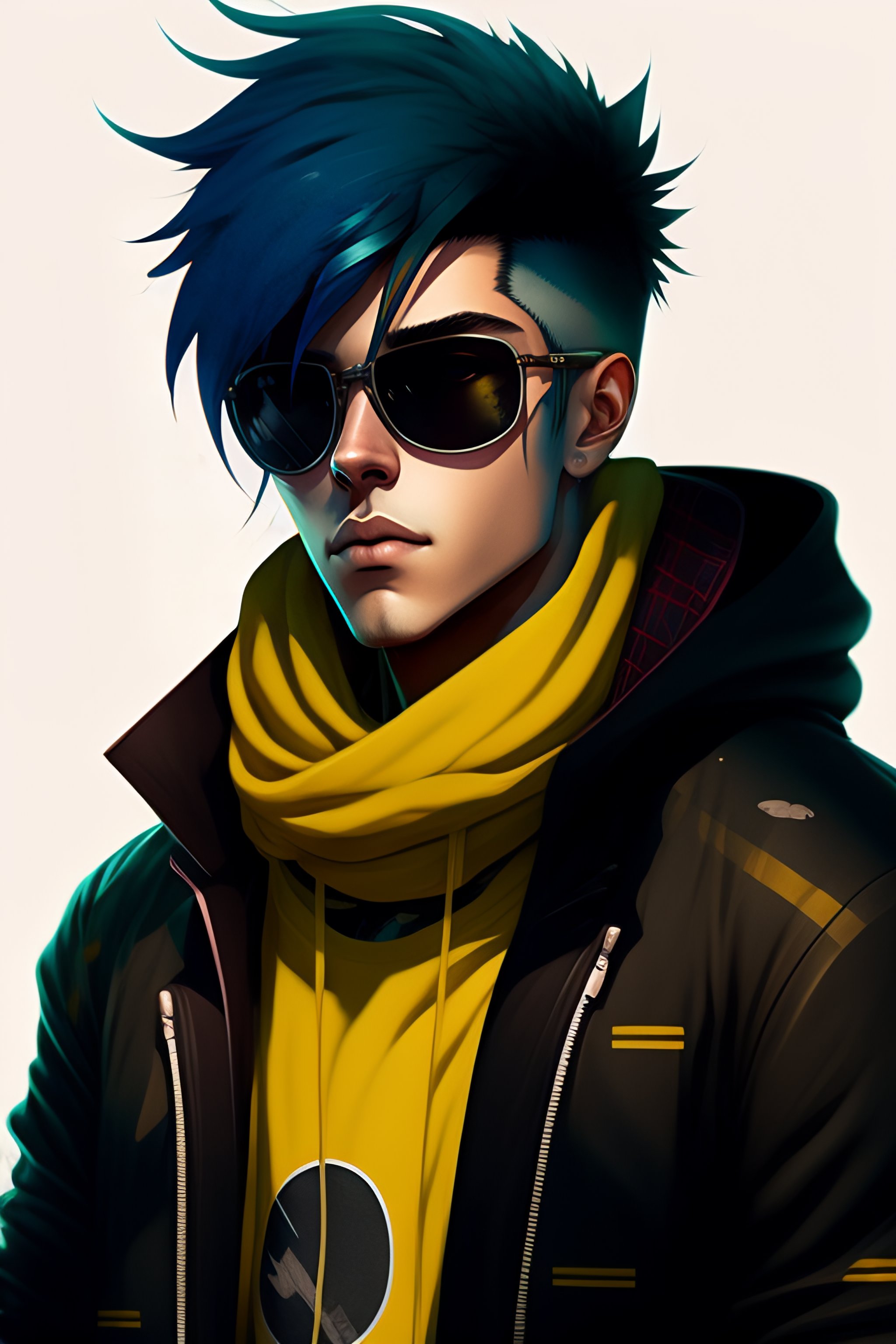 Lexica - Highly detailed portrait of a sewer emo punk man student, blue ...