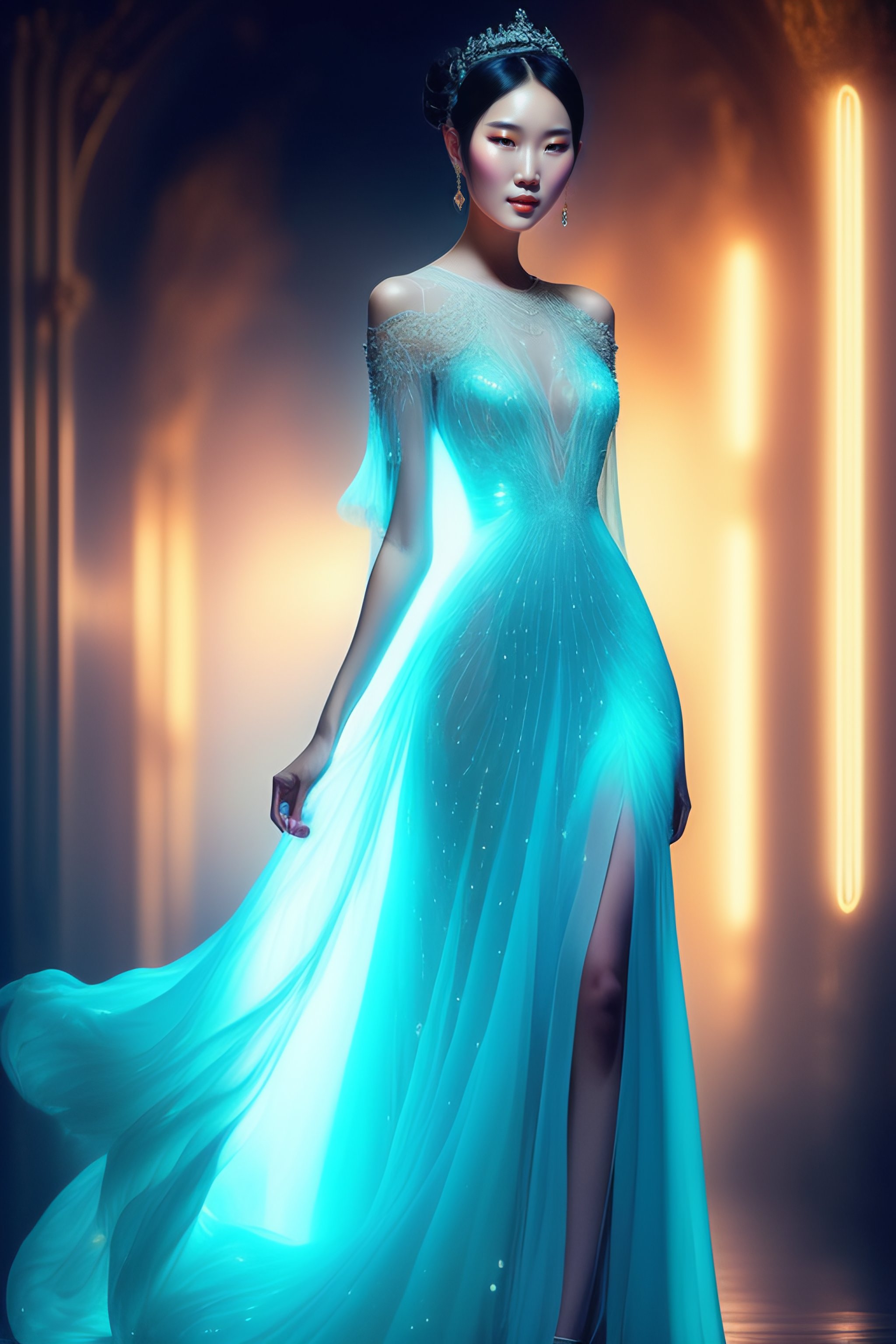 Lexica - Swirling glowing transparent bioluminescent liquid-like long ...