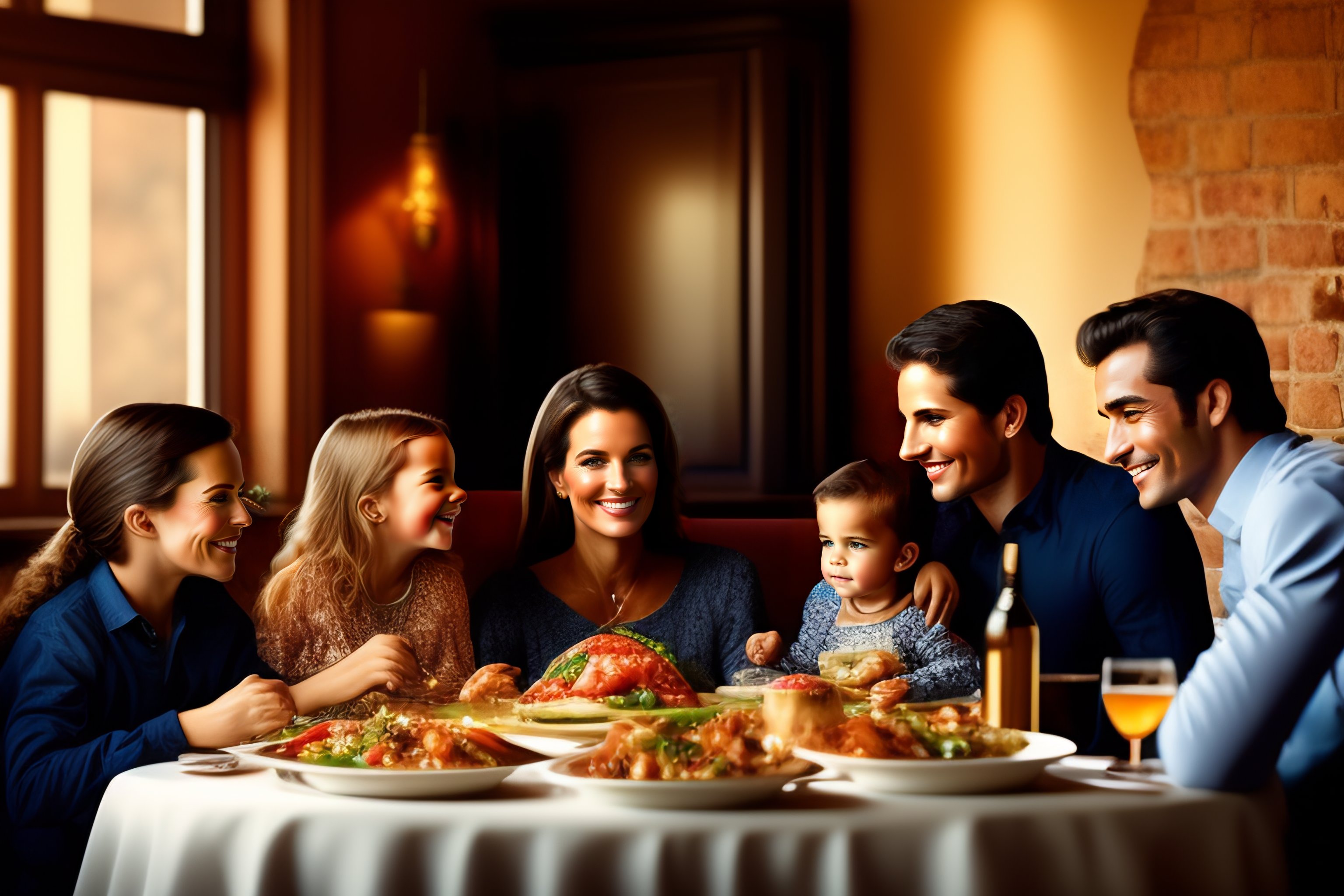 Lexica - A family sitting at a table full of Italian dishes