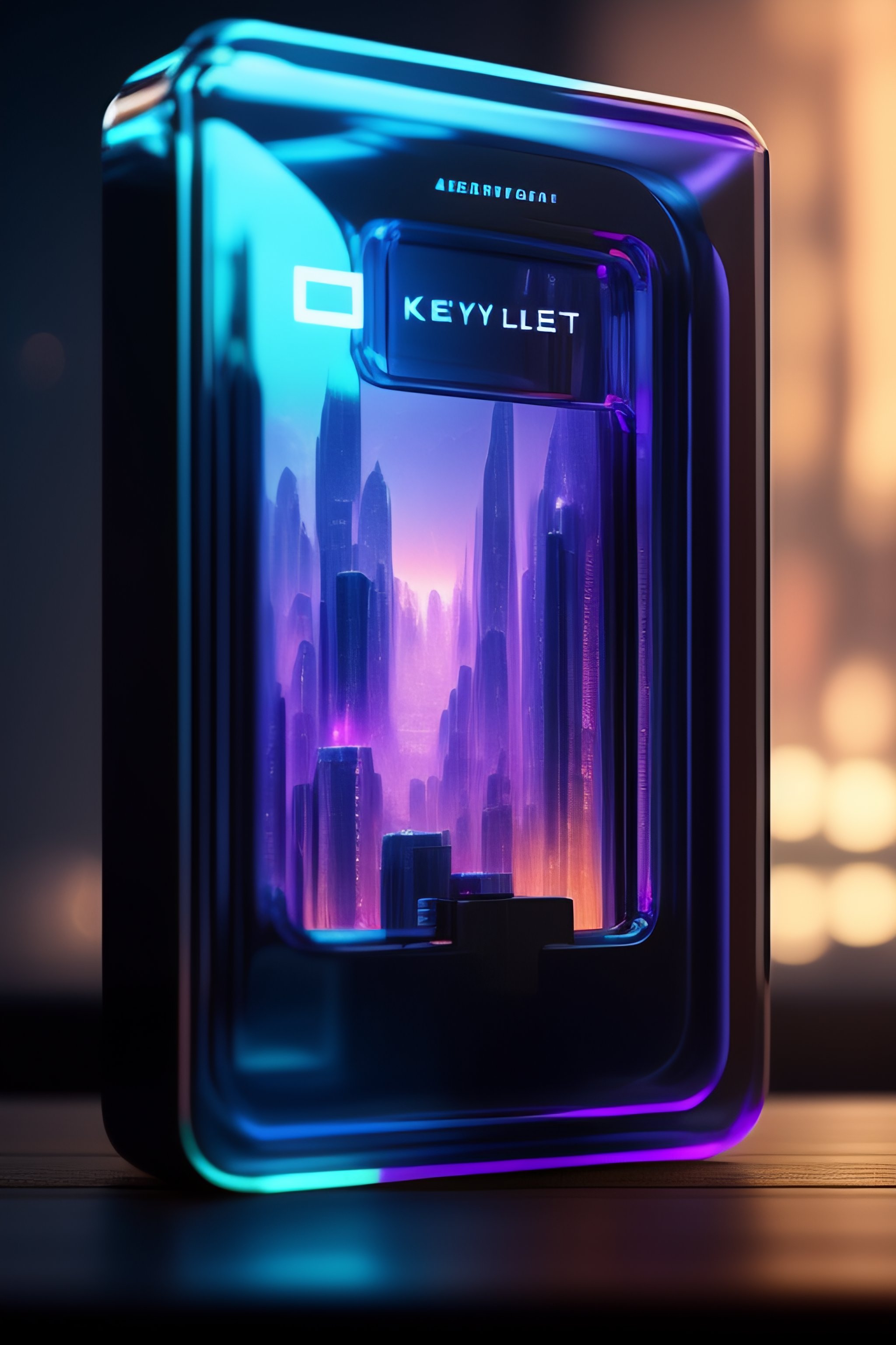 Lexica - Glass cyberpunk keycard where only the corner is touching the ...