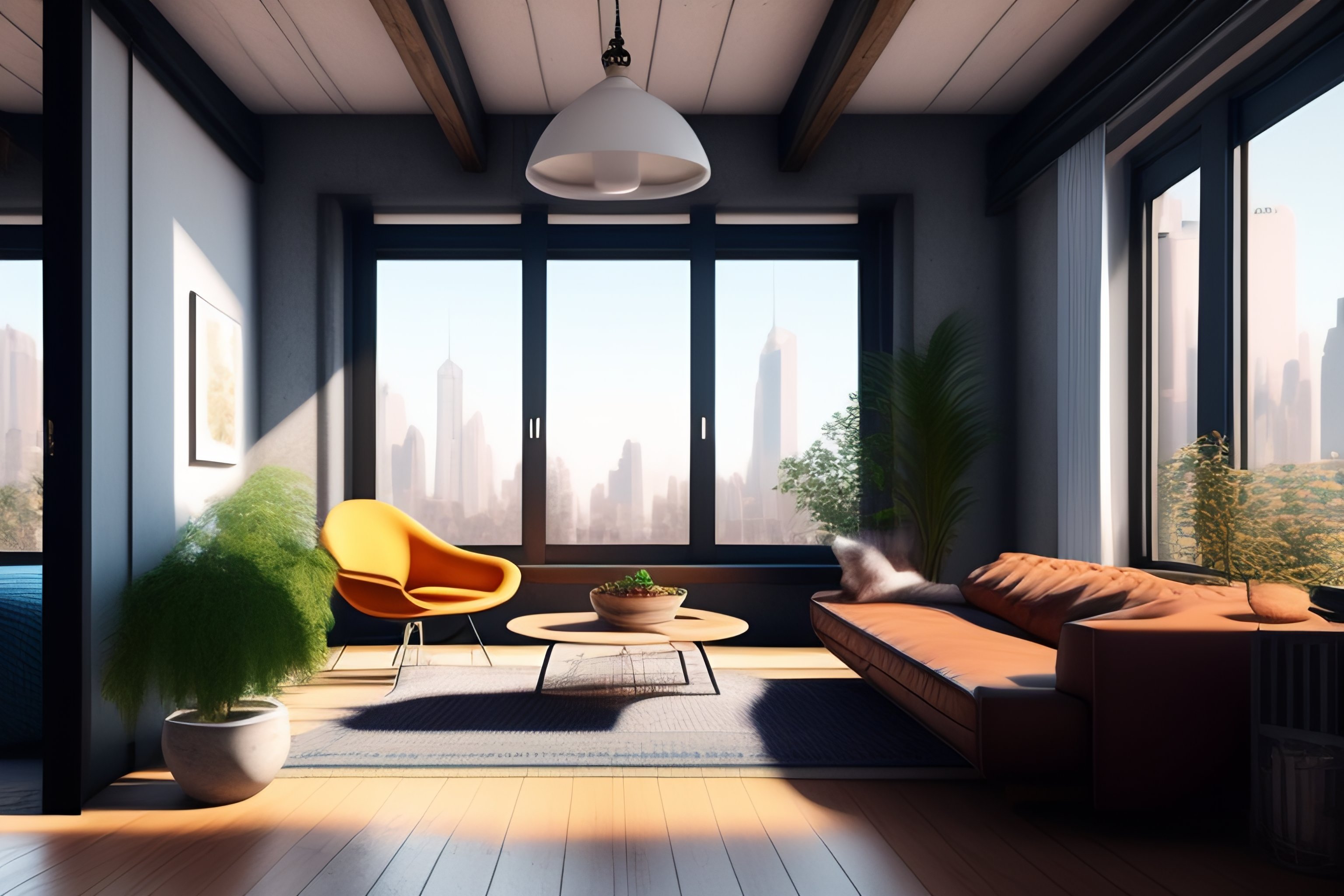 Lexica - Brooklyn vintage loft with simple furniture and a large window ...