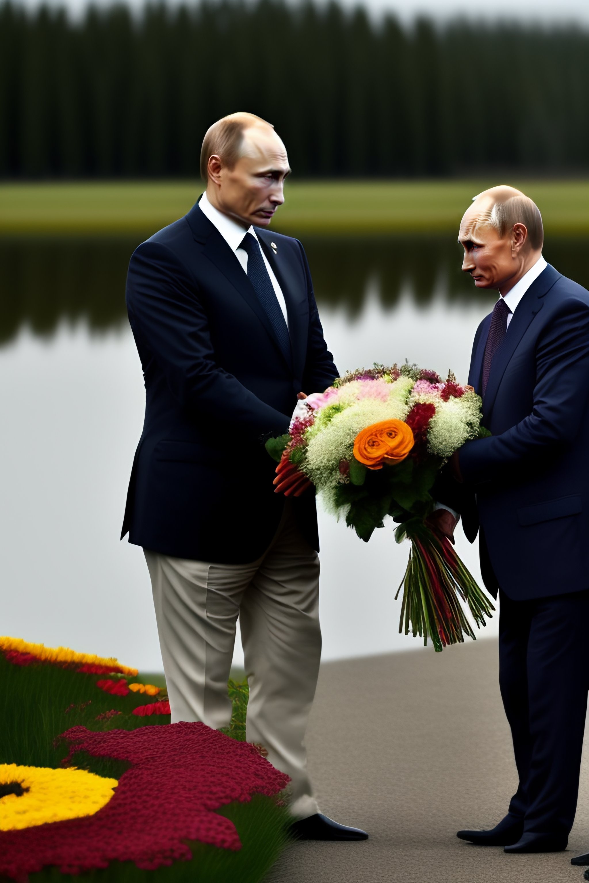 Lexica - Putin giving flowers to climate activists