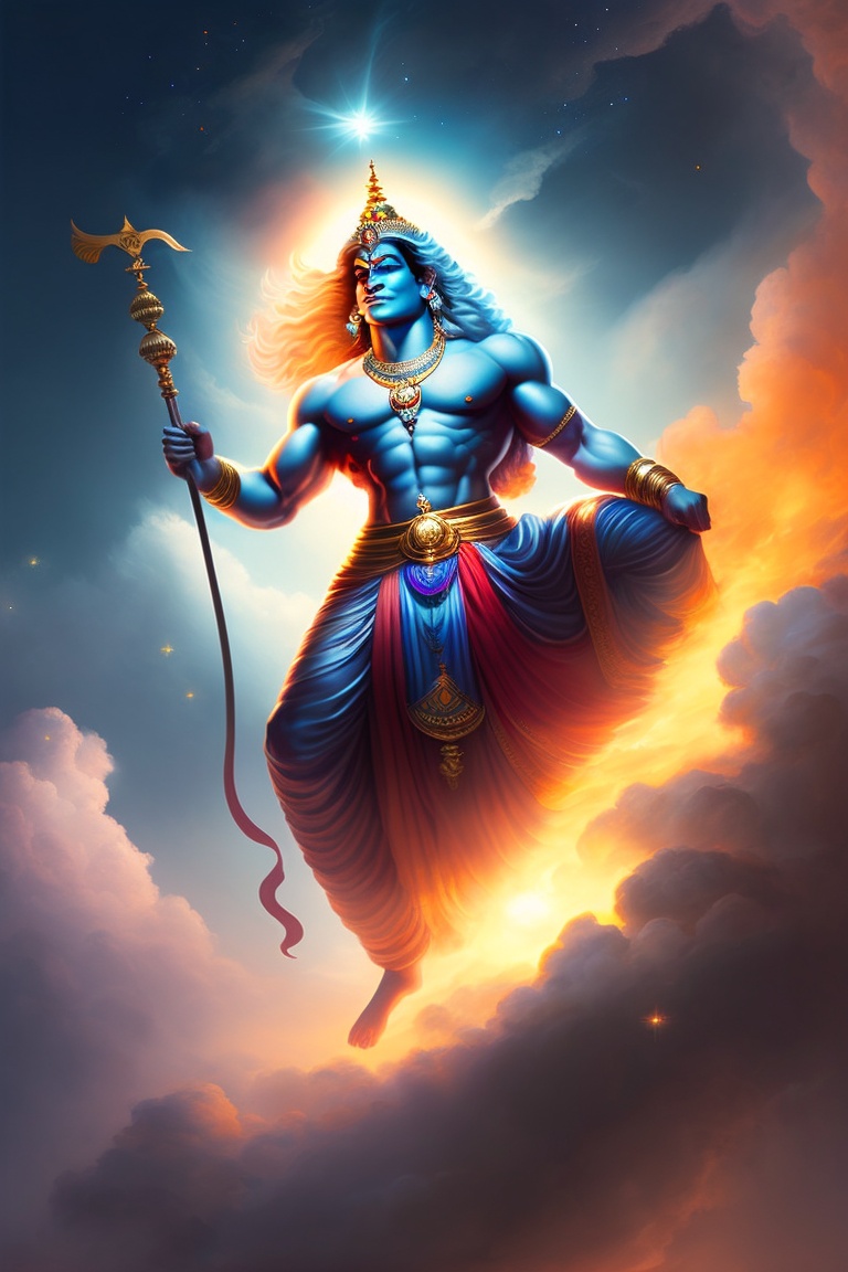 Lexica - A captivating hindu Lord Hanuman with mace surrounded by ...