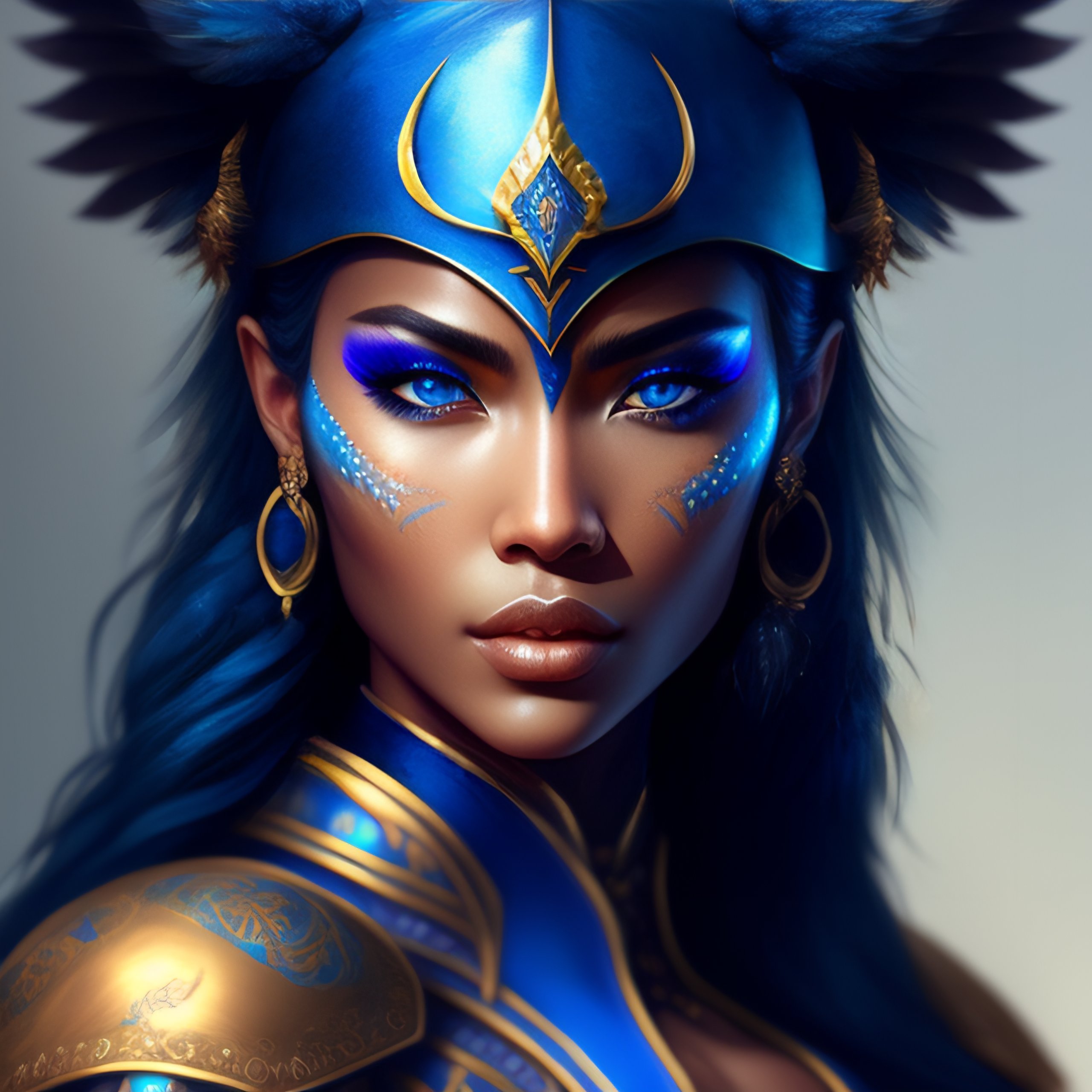 Lexica - Blue twitter bird as a warrior, highly detailed face ...