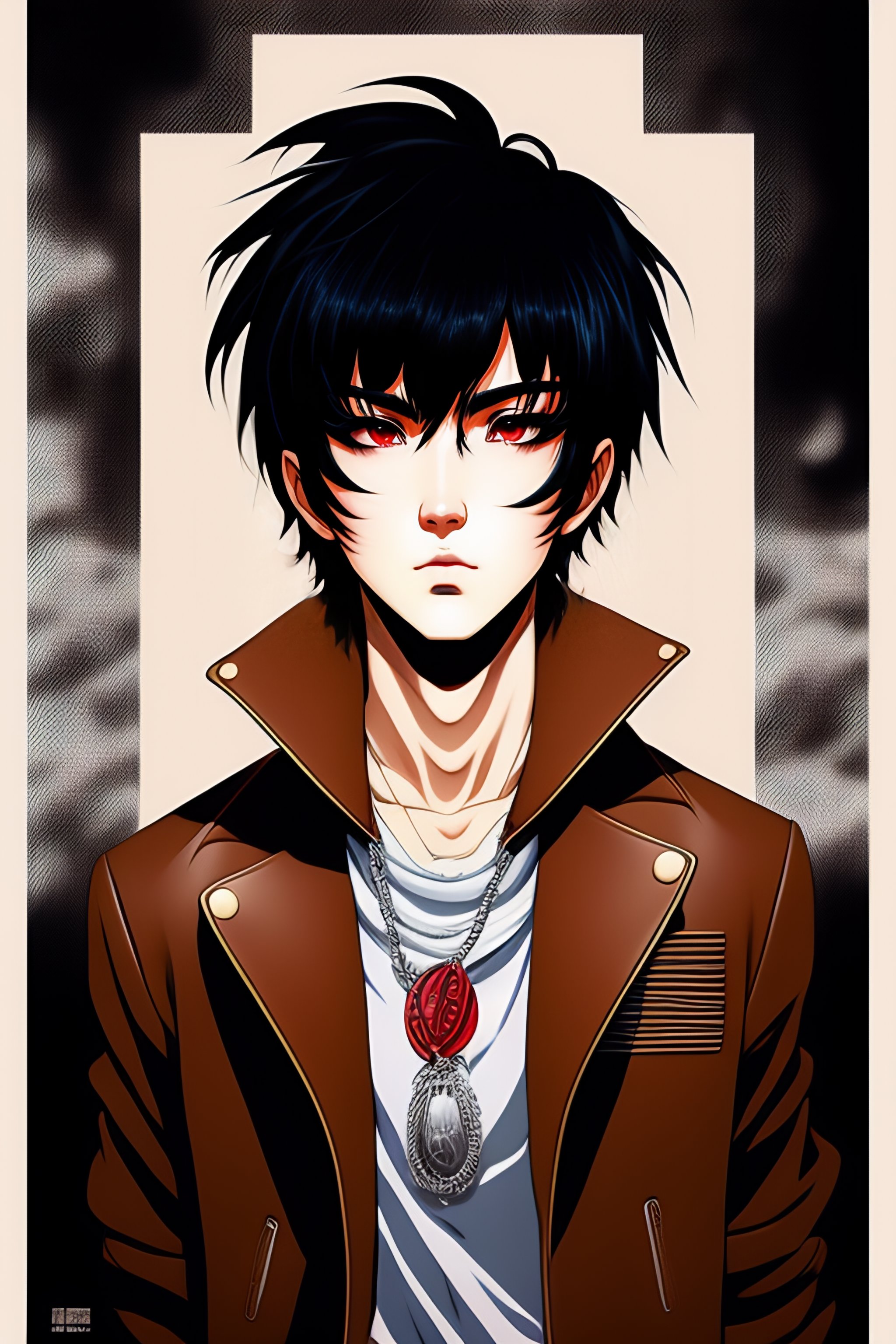 Lexica - Emo man with medium black hair covering half of his face with ...