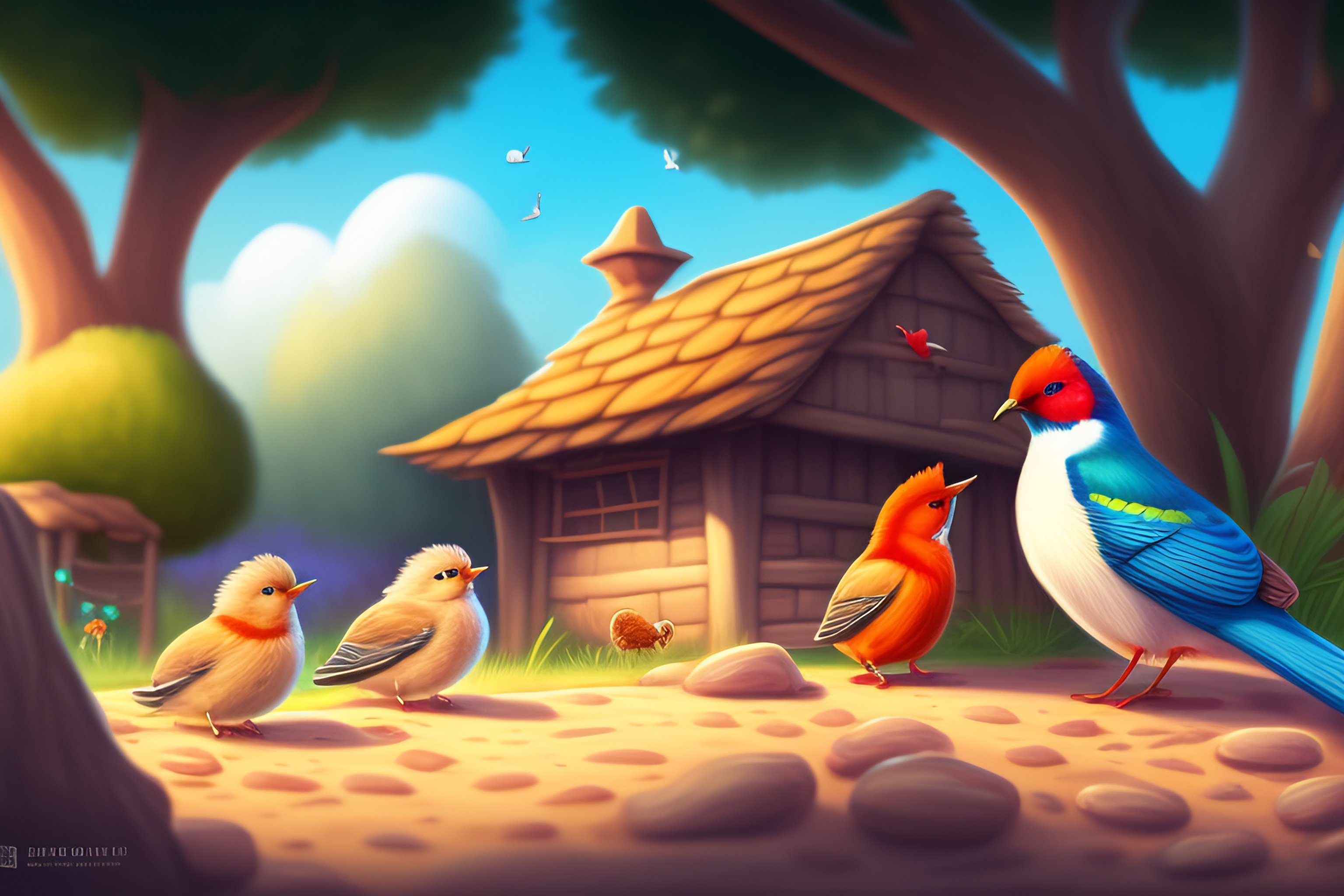 Lexica - A cartoon pictures of Birds playing with animals , in indain ...