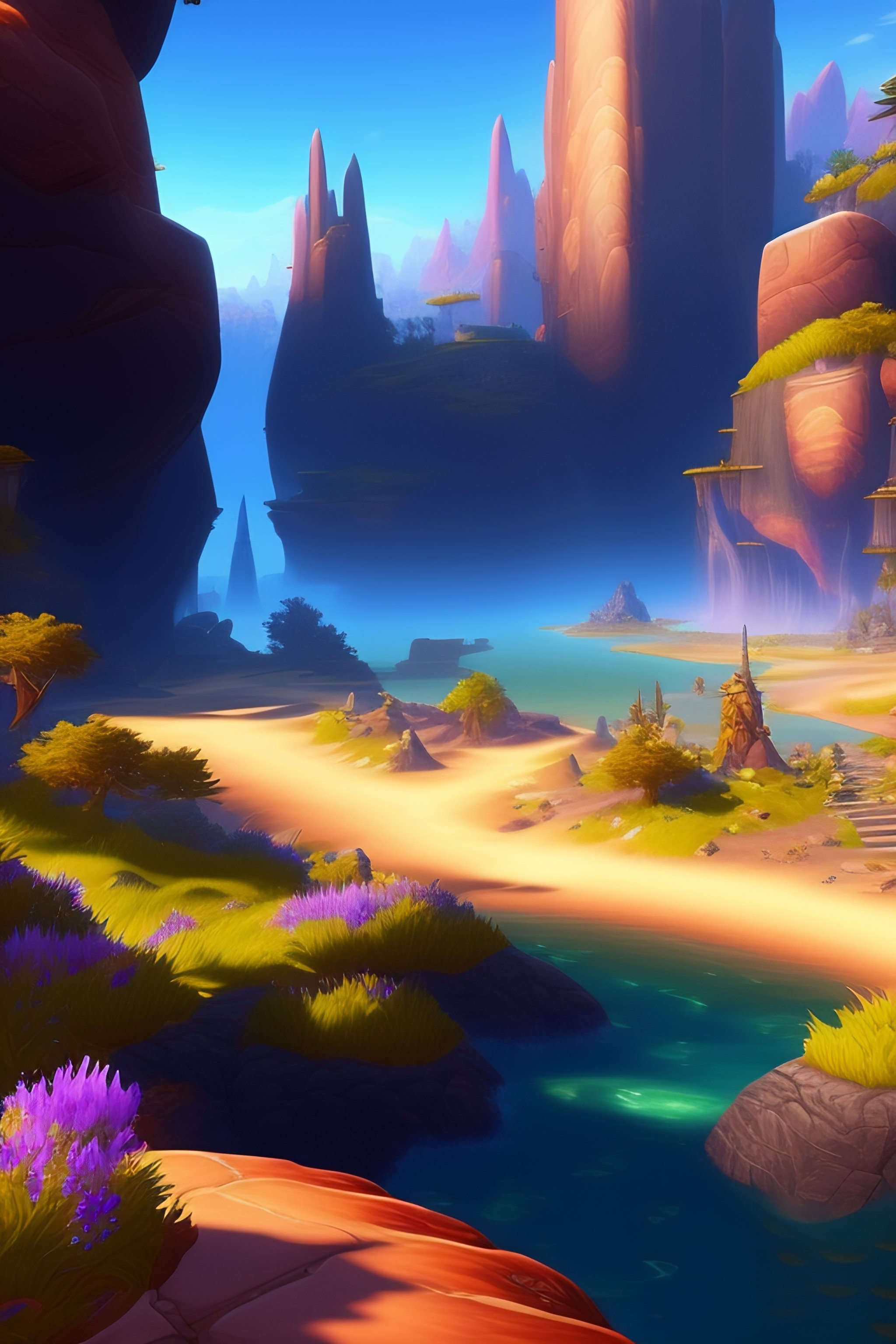 Lexica - World of Warcraft style, ultra detail, epic landscape