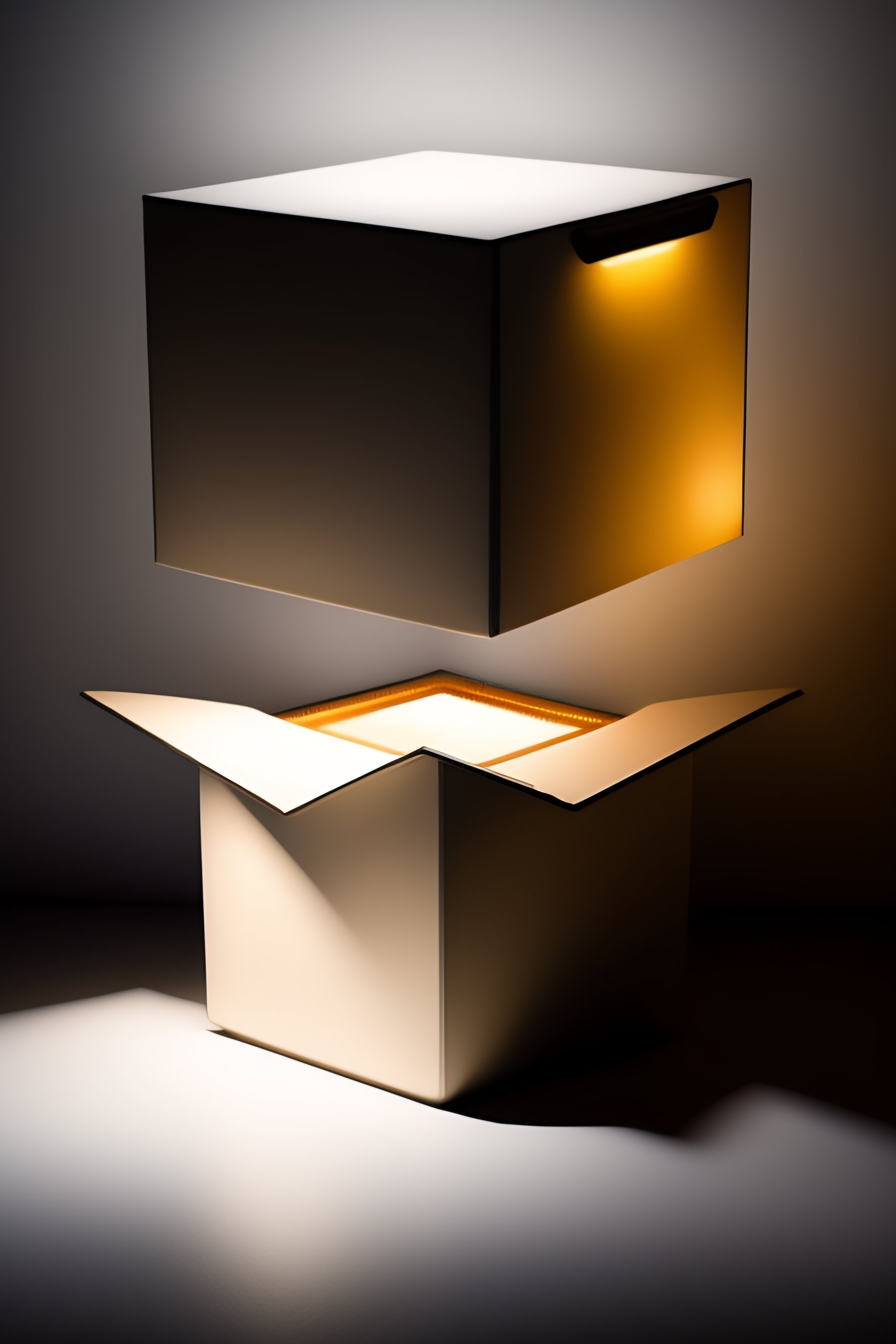 Lexica - The image consists of 3 parts: 1) A box floating in a dark ...