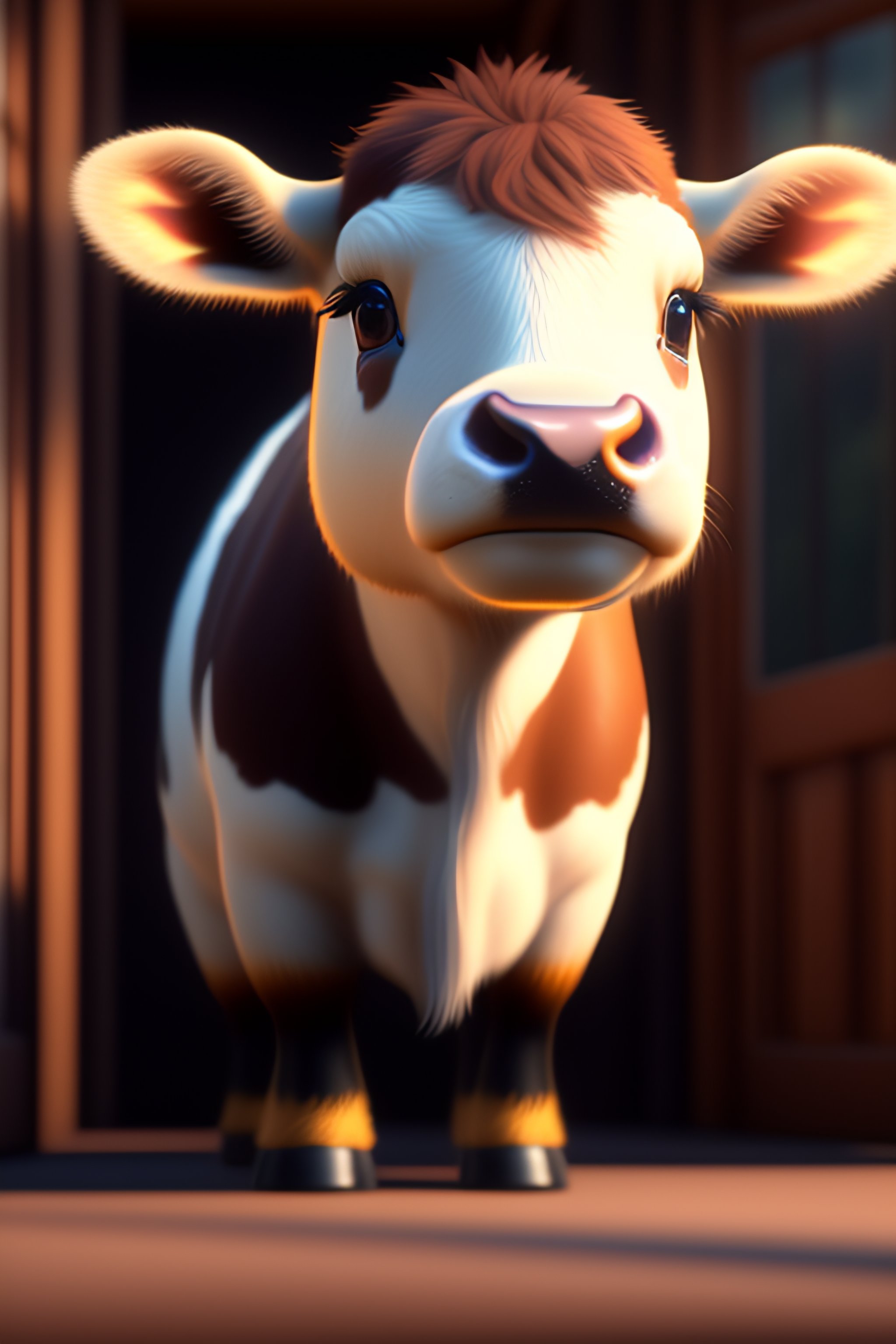 Lexica - Cute small shetland cow waving at me and smiling greeting me ...