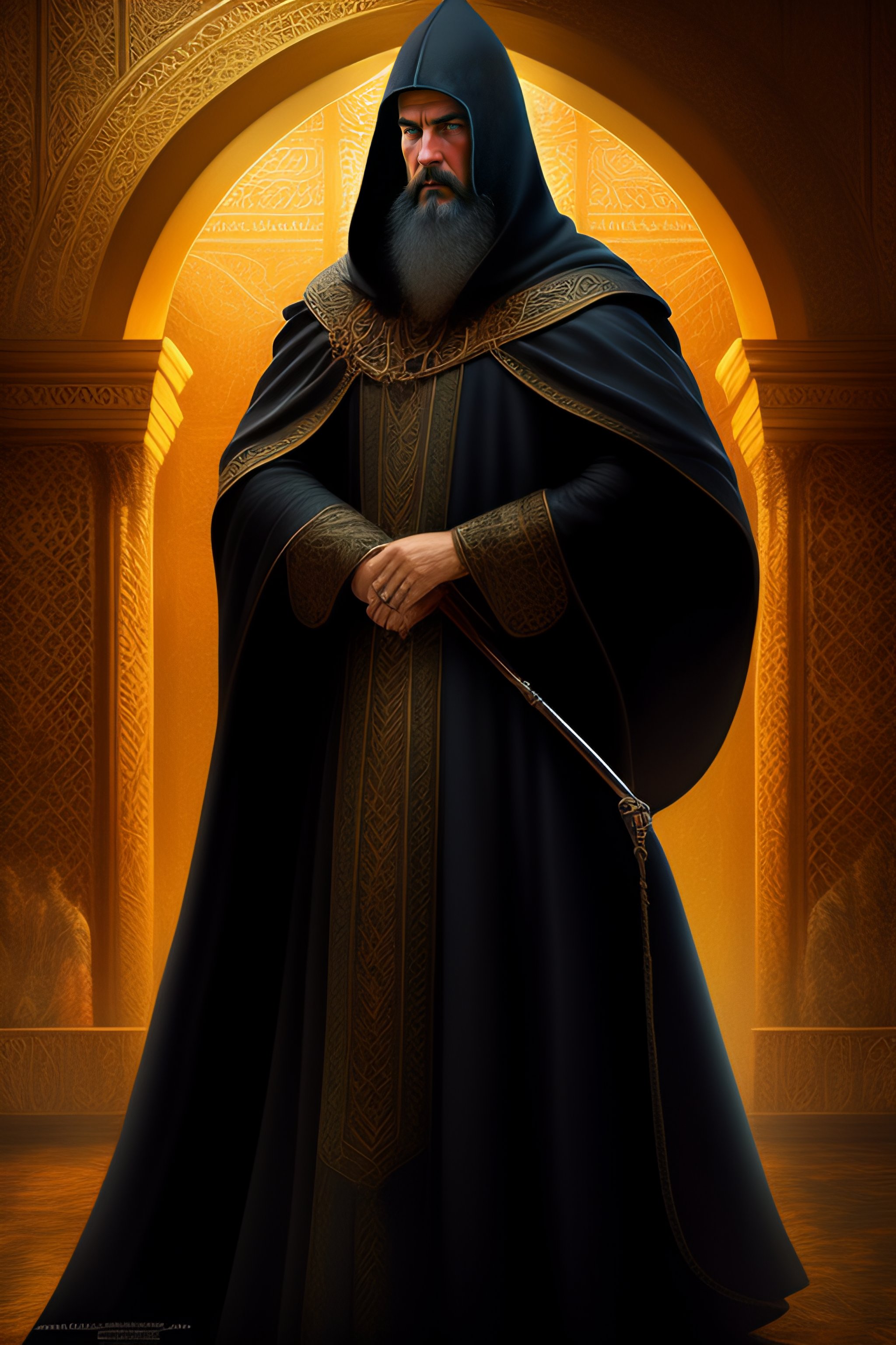 Lexica - Руслан Герасименко as wizard in black robe medieval style ...