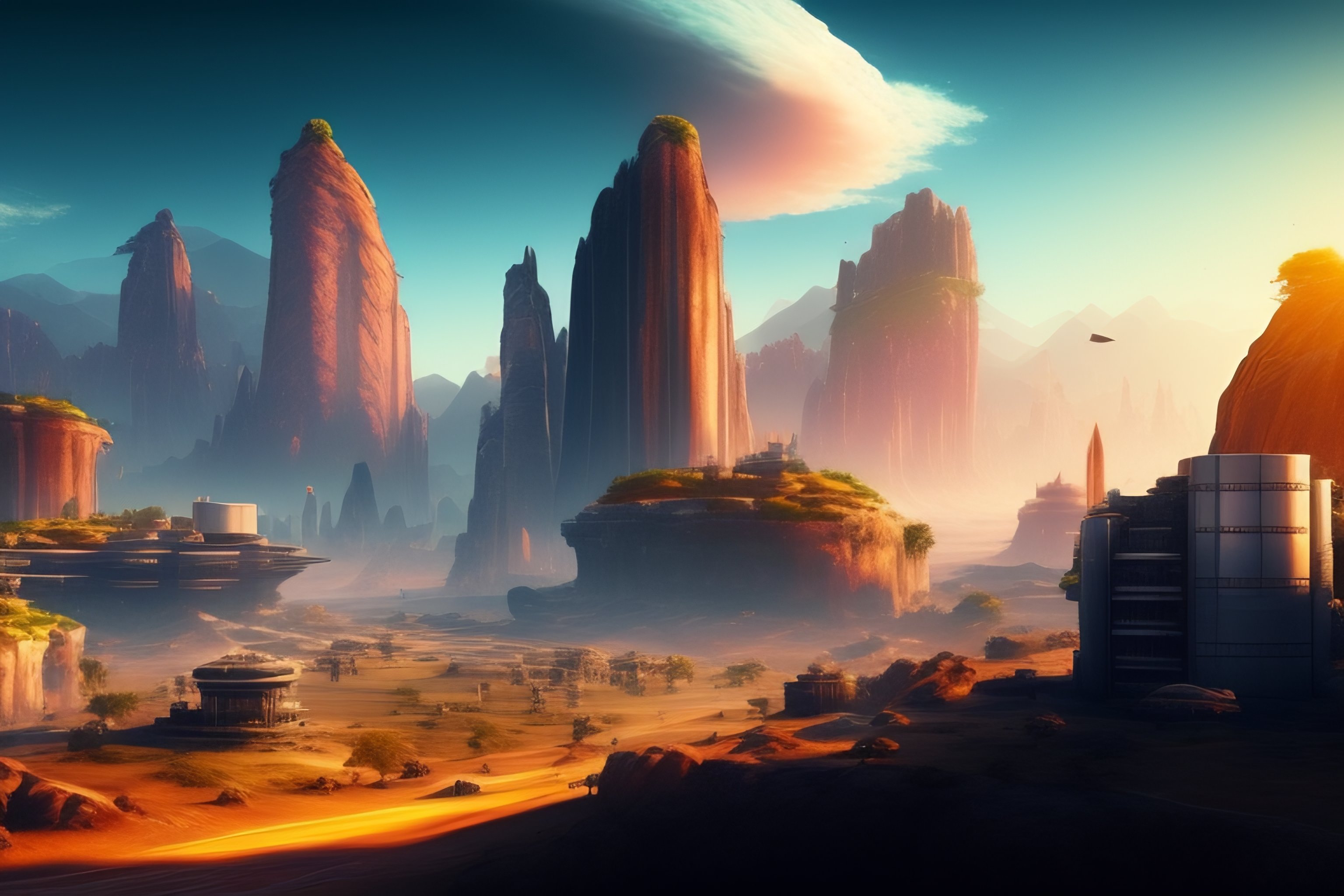 Lexica - Rock based livable city with people, ancient architecture ...