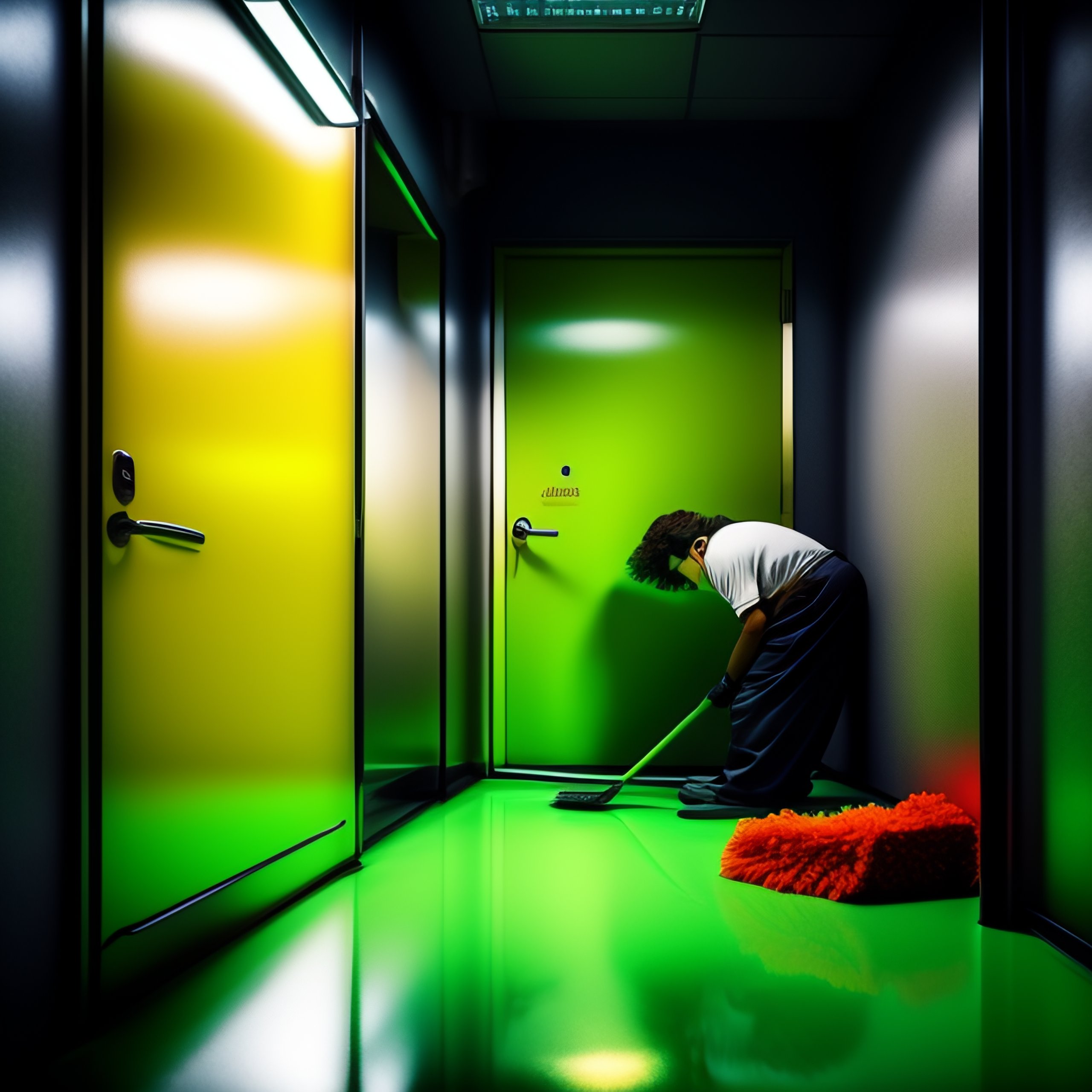 Lexica - Mop and sleeping janitor - in janitor closet - 1960 era ...