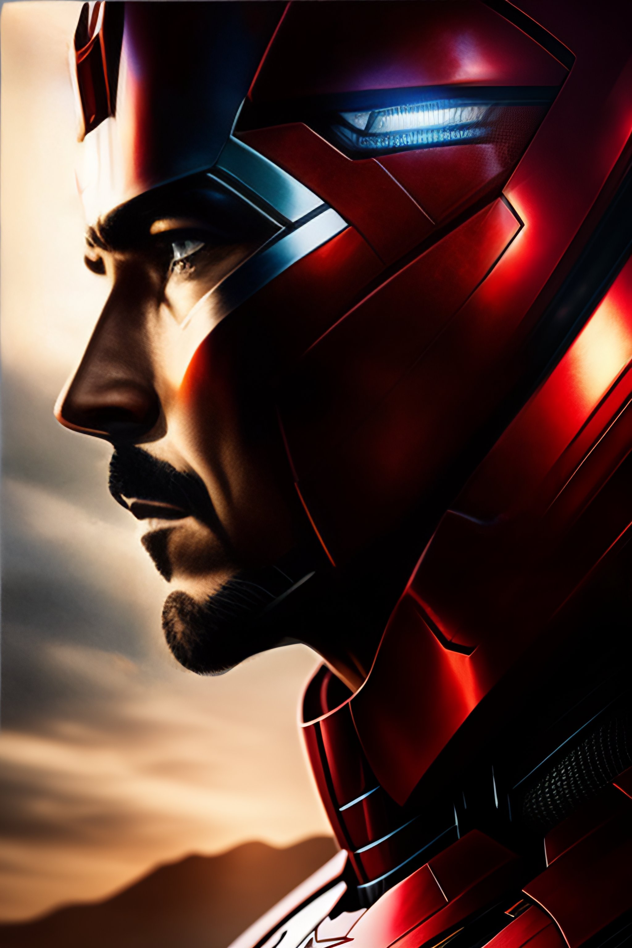 Lexica - A close-up portrait of ironman, right half of face is Ironman ...