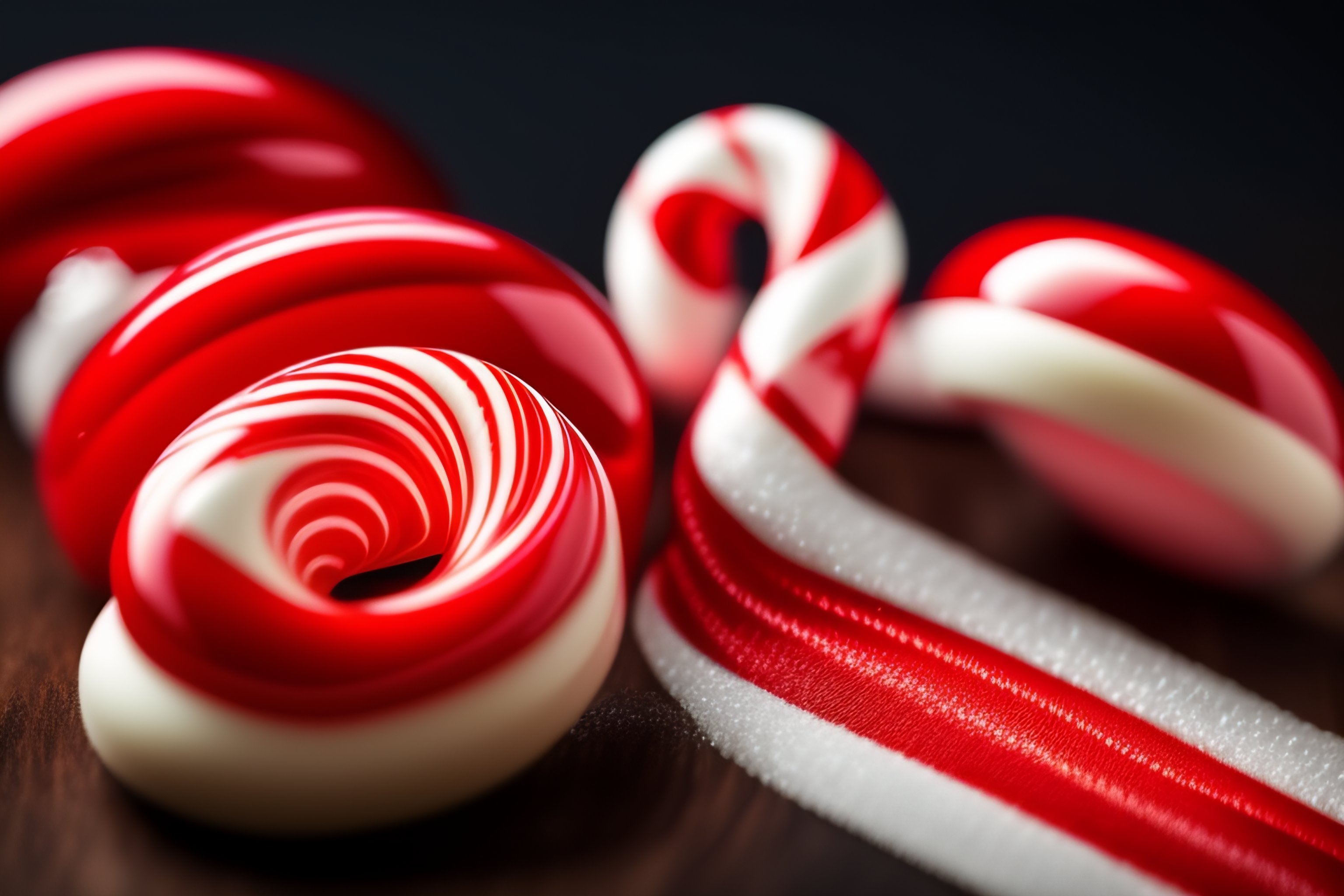 Lexica - Sharp Closeup of peppermint candy canes side by side
