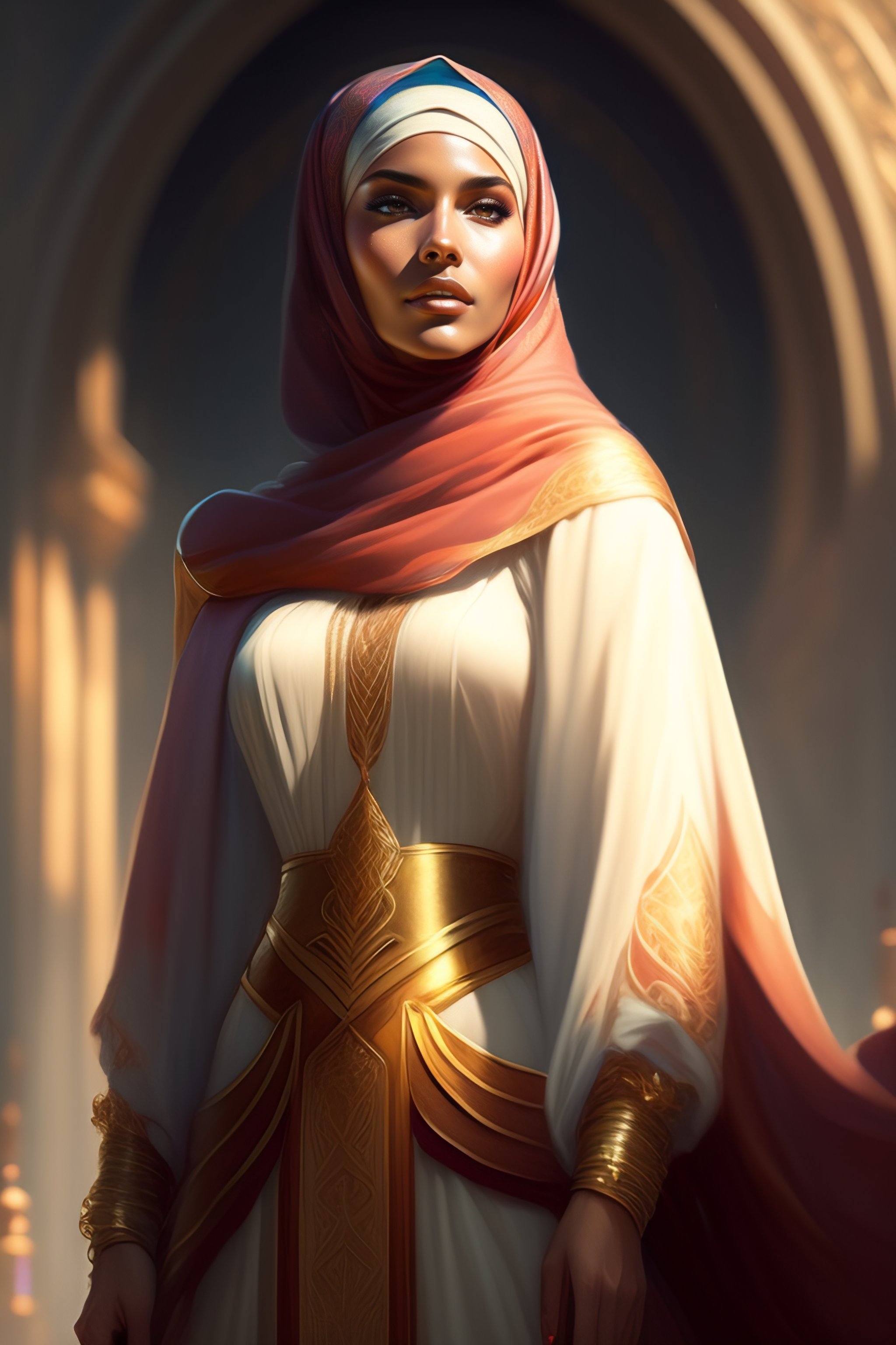 Lexica - Full body rising queen wearing hijab by stanley artgerm lau ...