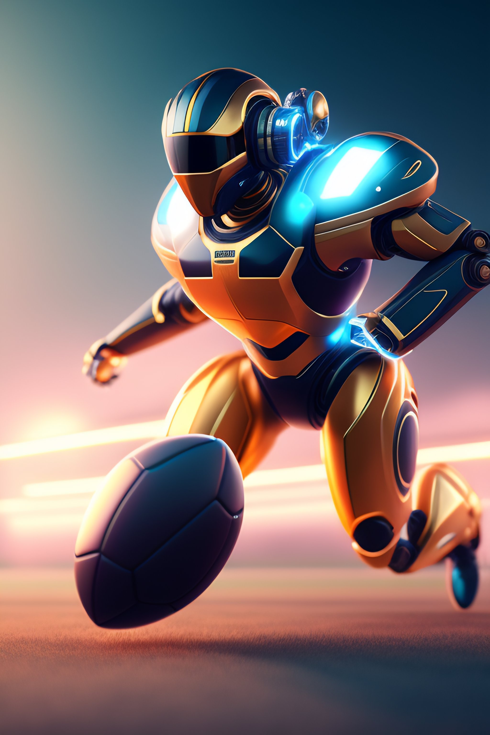 Lexica - A robot footballer, kicking techy football, ocean, deep, blue ...