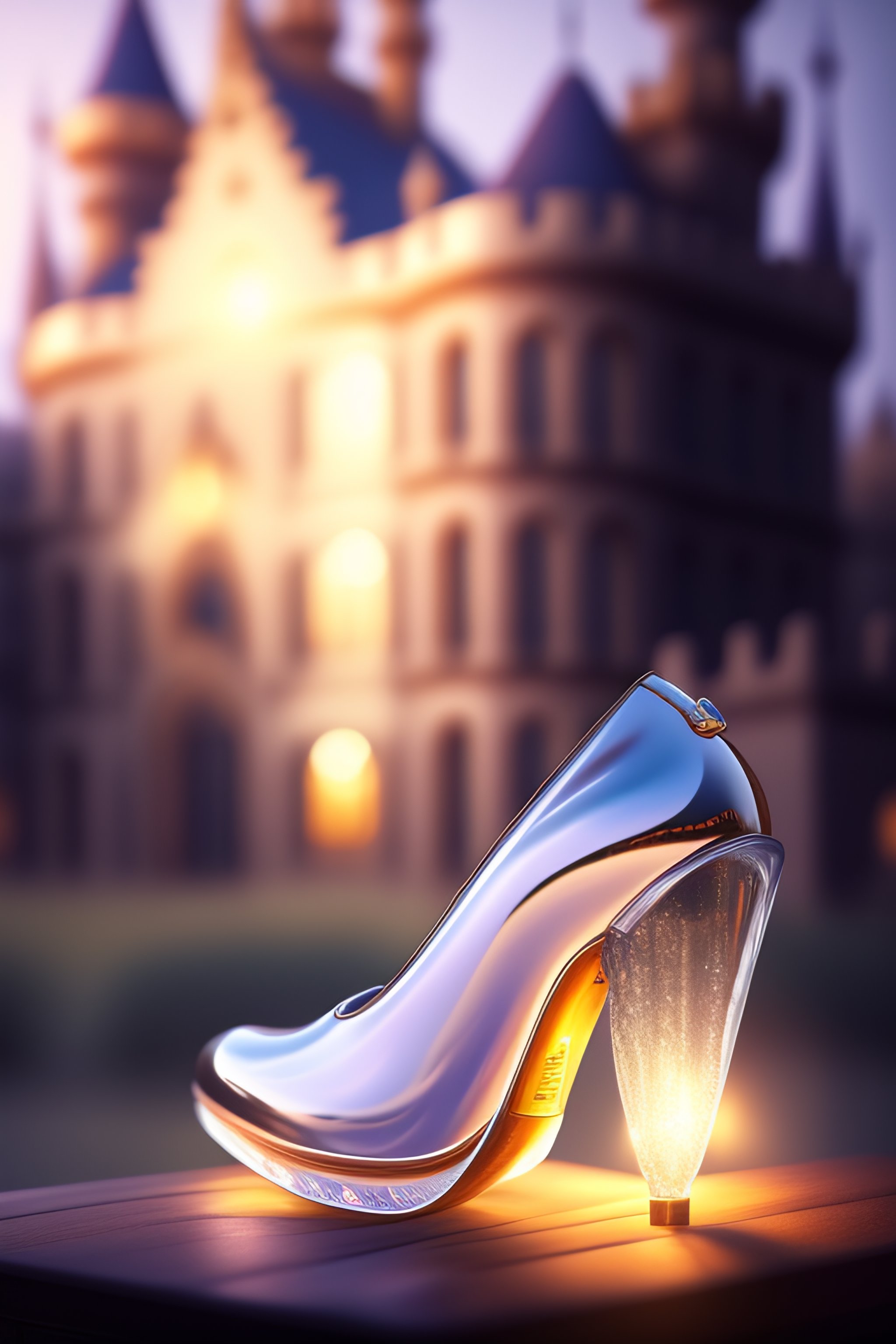 Lexica - Shiny clear laptop shoe in front of a castle, 8k, highly ...