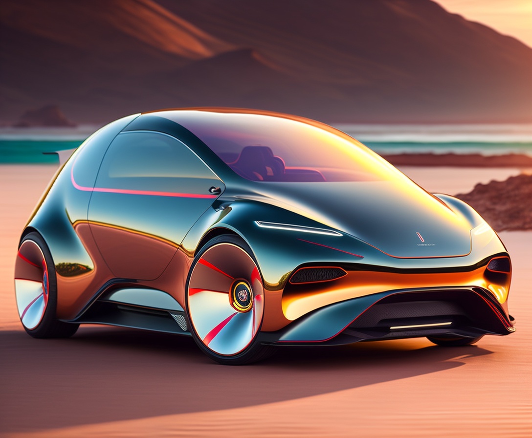 Lexica - Imagine a futuristic hatchback car concept with rounded smooth ...